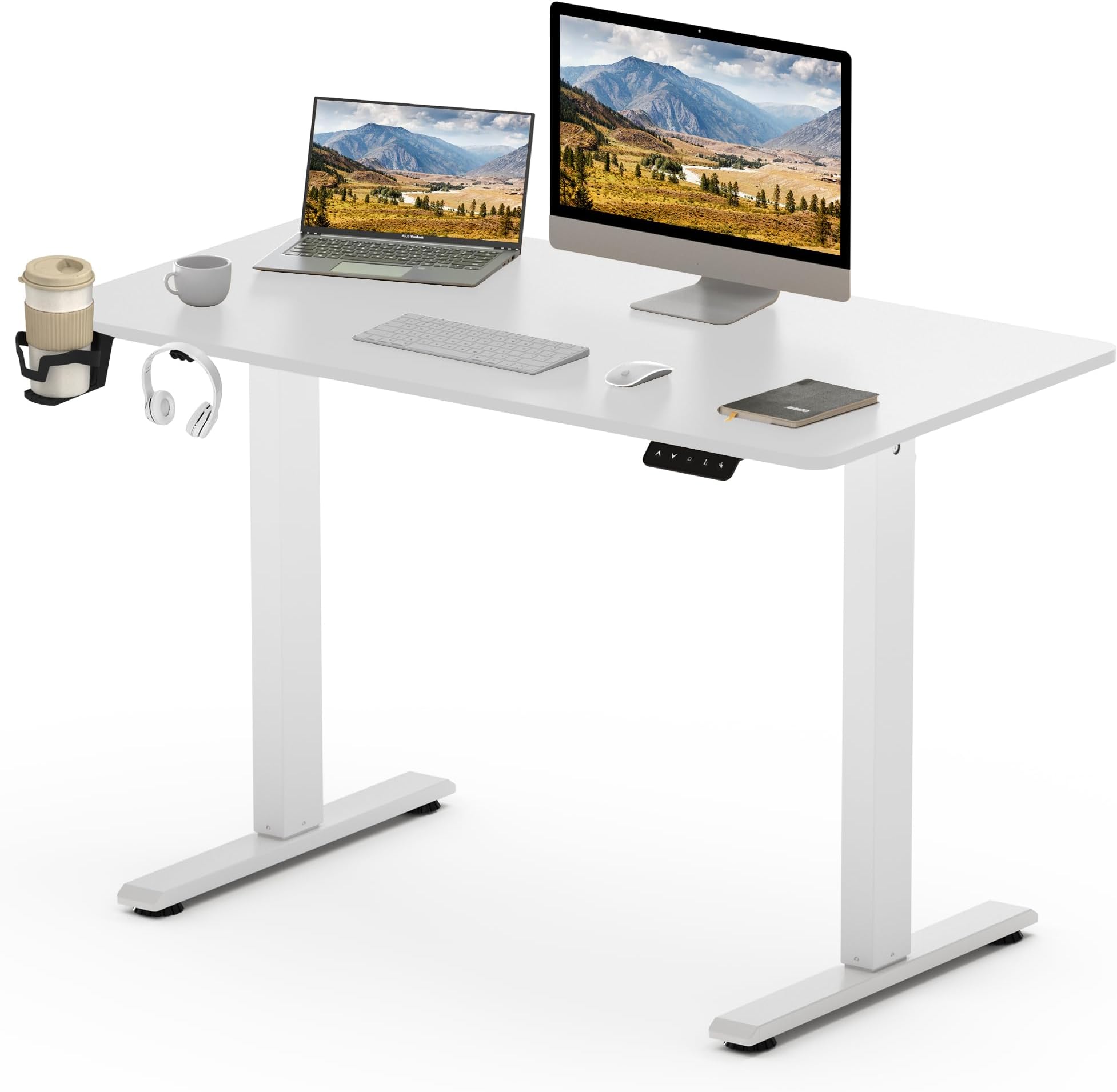 SANODESK Electric Standing Desk One Piece Desktop Height Adjustable ...