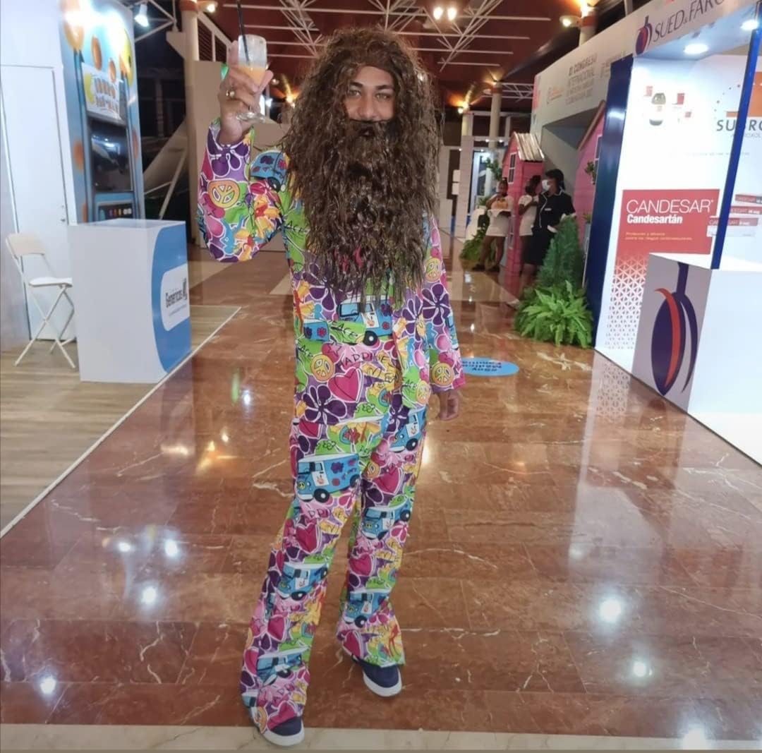 HOMELEX Brown Wizard Beard And Wig - Halloween Funny Father Time ...