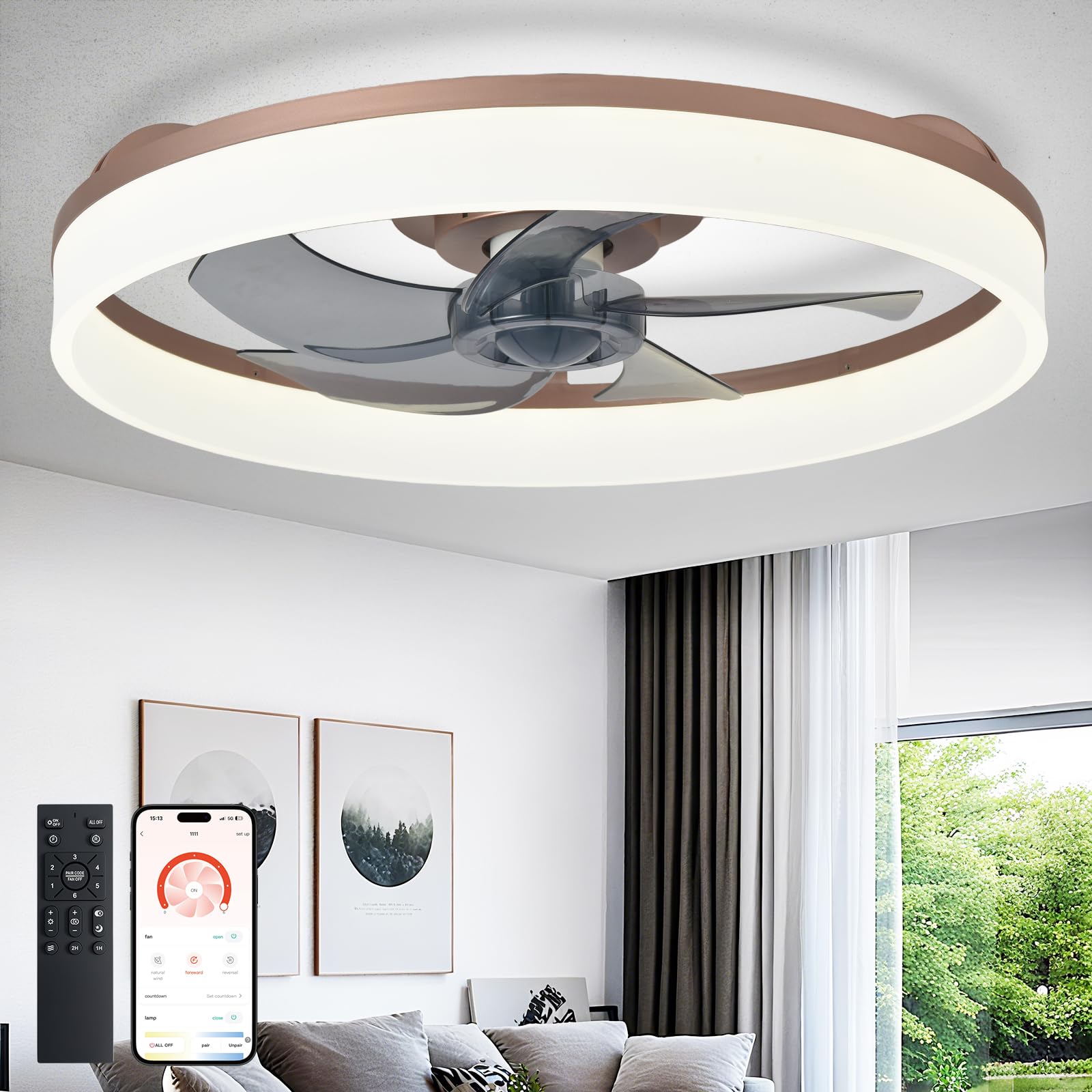 Dllt Led Ceiling Fan With Light 20 Modern Low Profile | Desertcart QATAR