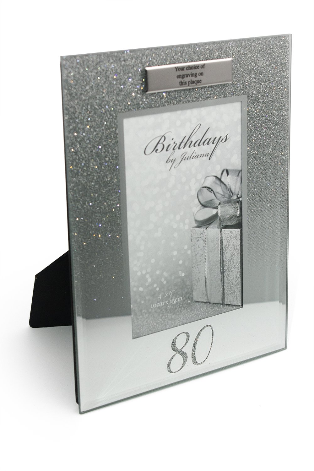 Personalised 80th Birthday Photo Frame Silver Glitter Gift : Amazon.co ...