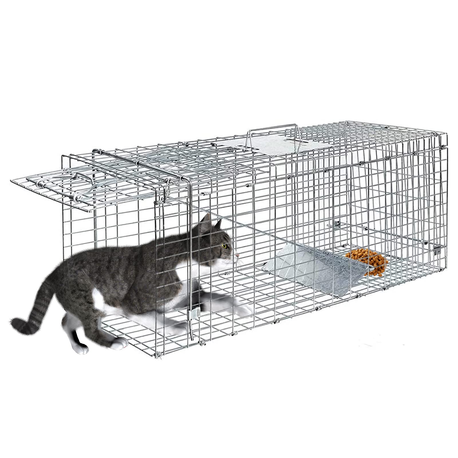 Amazon.com : Jahy2Tech Collapsible Cat Trap 26"x10"x9" Steel Humane ...