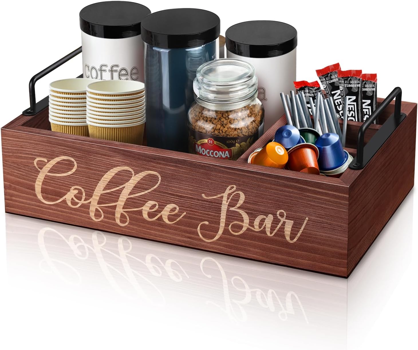 Amazon.com: INFTYLE Coffee Station Organizer - Wooden Coffee Bar ...