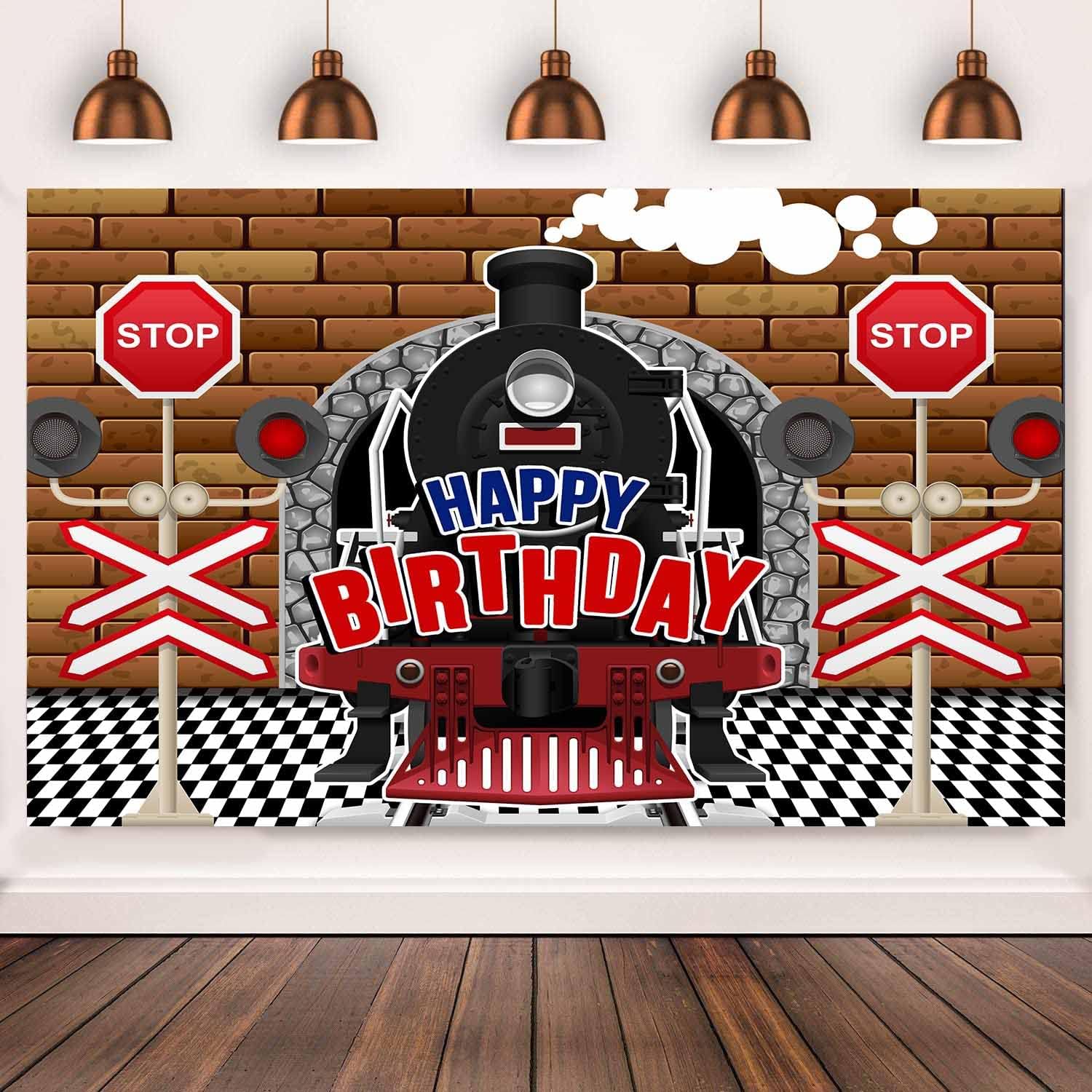 Amazon.com : GYA 7x5ft Stream Train Party Theme Backdrop for ...