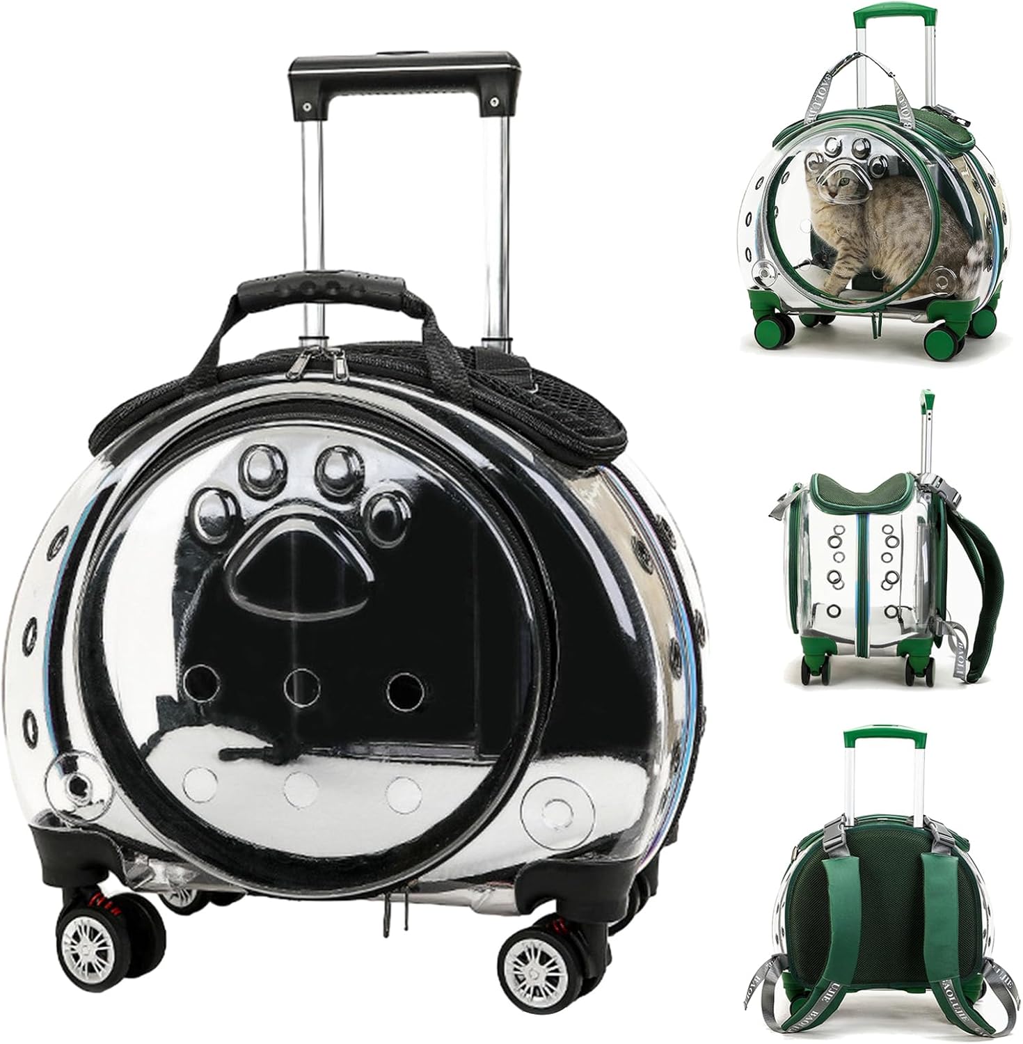 Amazon.com : Cat Carrier with Wheels, Rolling Pet Carrier on Wheels ...