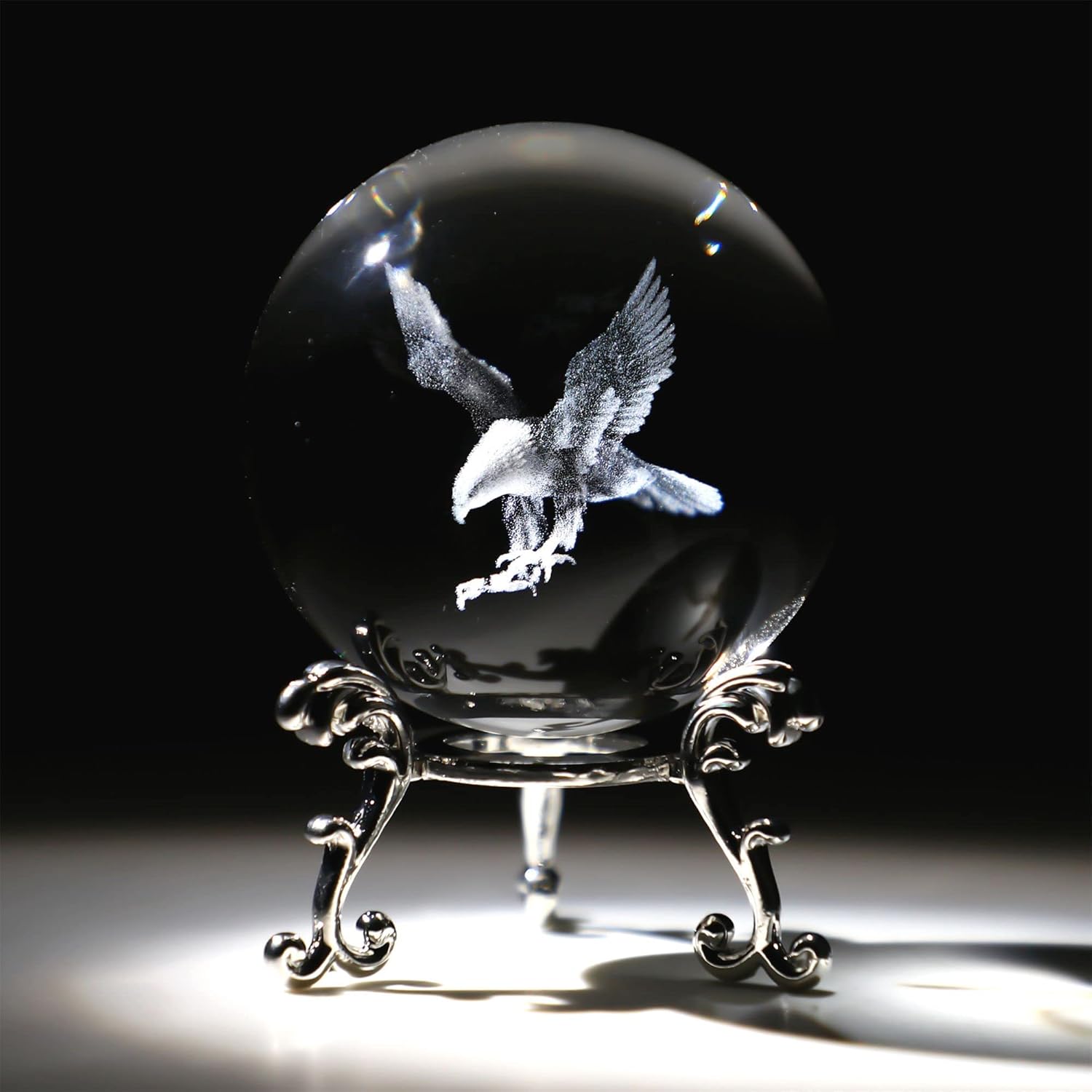 Amazon.com: HDCRYSTALGIFTS Engraved Eagle Crystal Ball Paperweight with ...