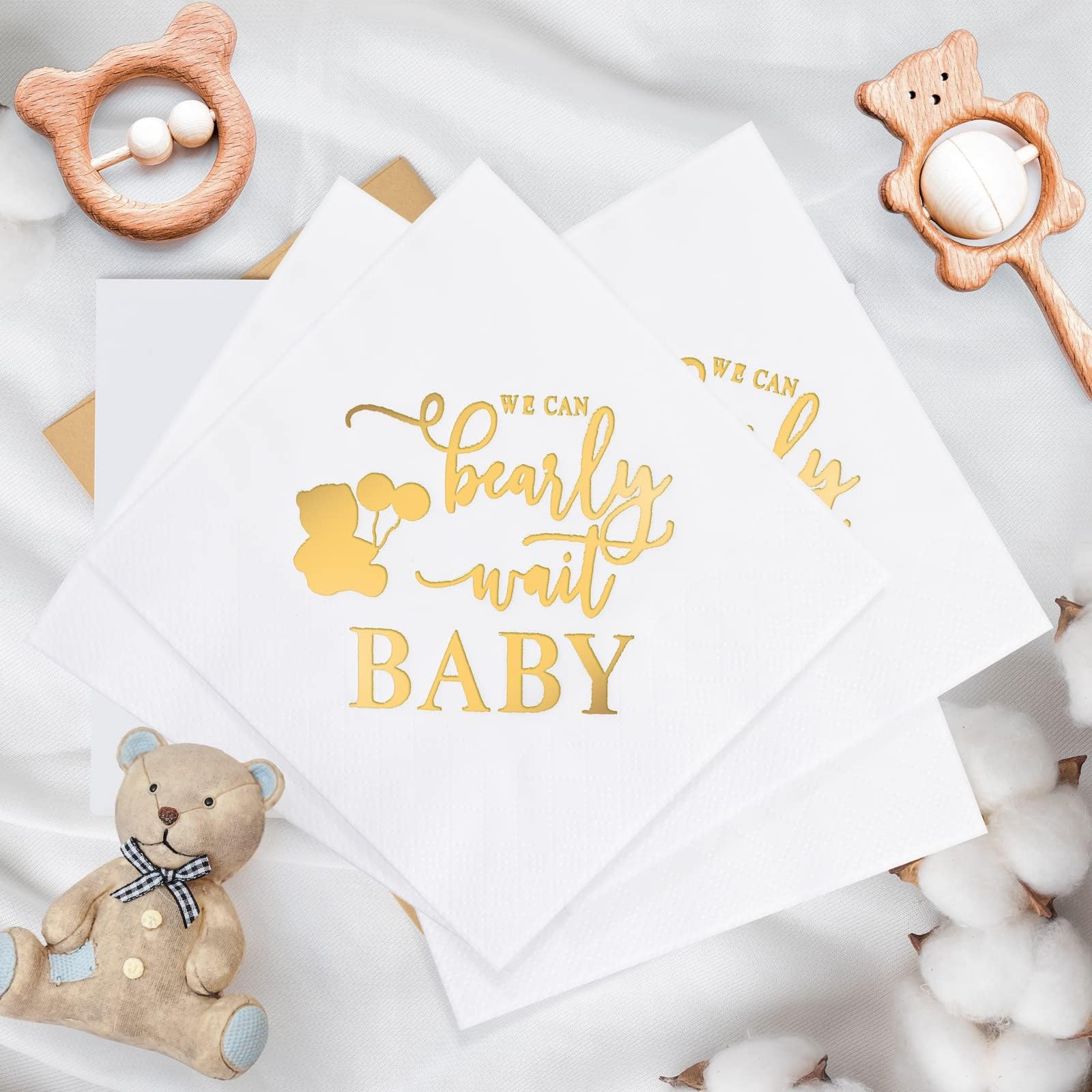Amazon.com: Lincia 200 Pack Bear Baby Shower Napkins 3 Ply Bear ...