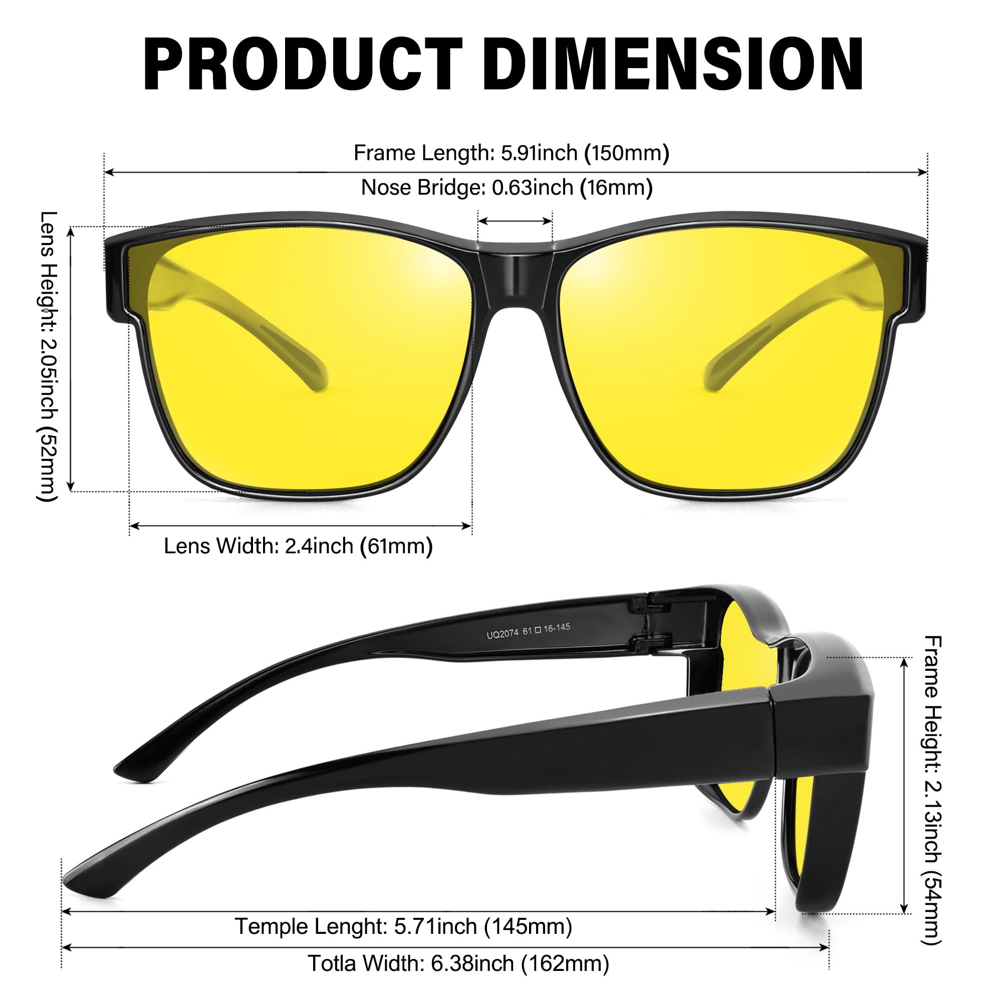Snapklik.com : URUMQI Night Vision Driving Glasses Fit Over Eyeglasses ...