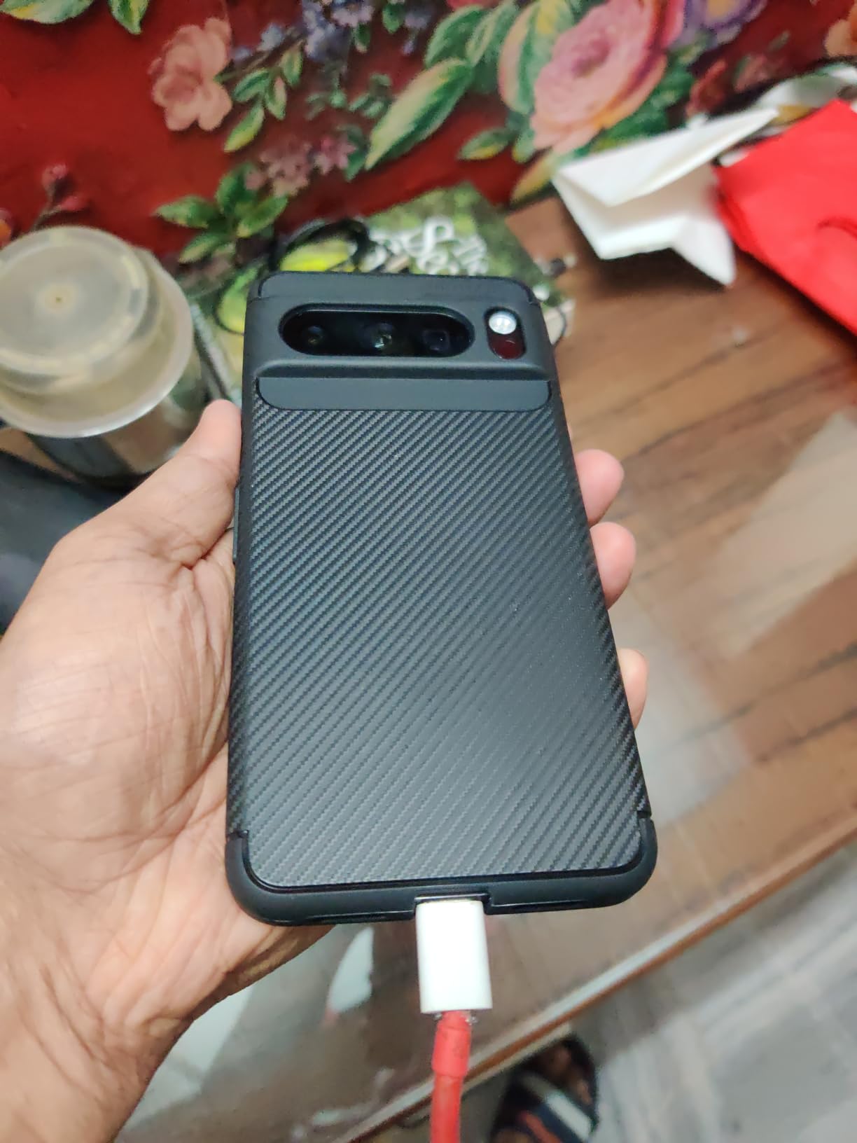 TheGiftKart Rugged Carbon Fibre Armor Back Cover Case for Google Pixel 8 Pro | Shockproof ...