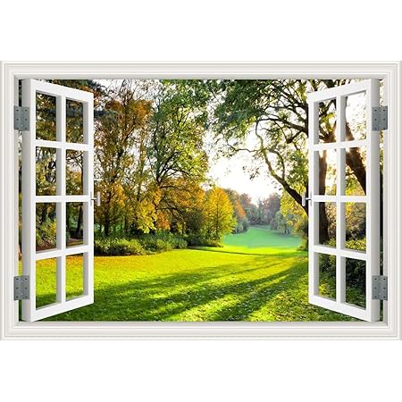 Amazon.com: FLFK Fake Window Wall Sticker - Landscape Faux Window Wall ...