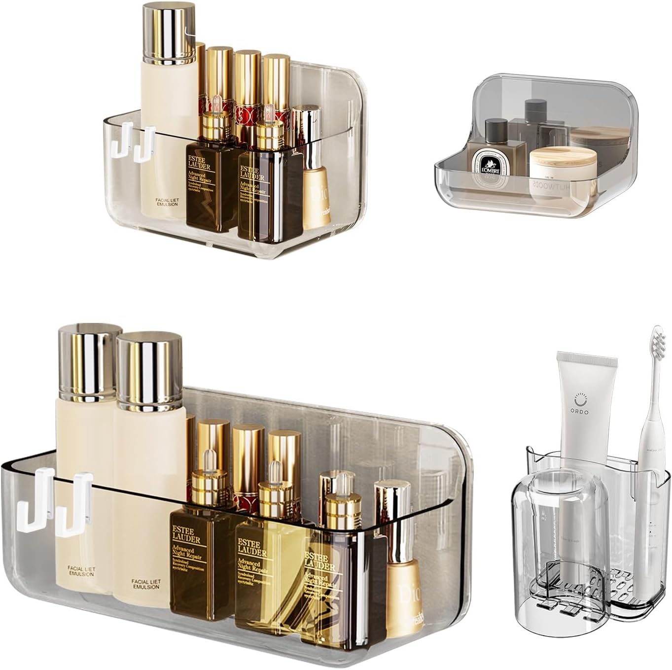 Amazon.com: WeshyiGo Acrylic Wall Mounted Shower Caddies, Gray Clear ...