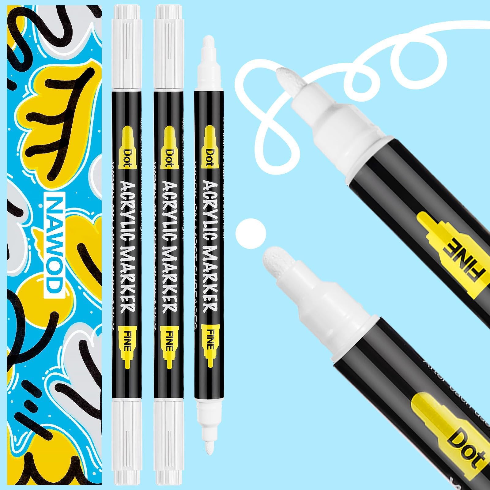 Amazon.com: Acrylic Paint Markers Dual Tip (12 Pack) - Acrylic Markers ...