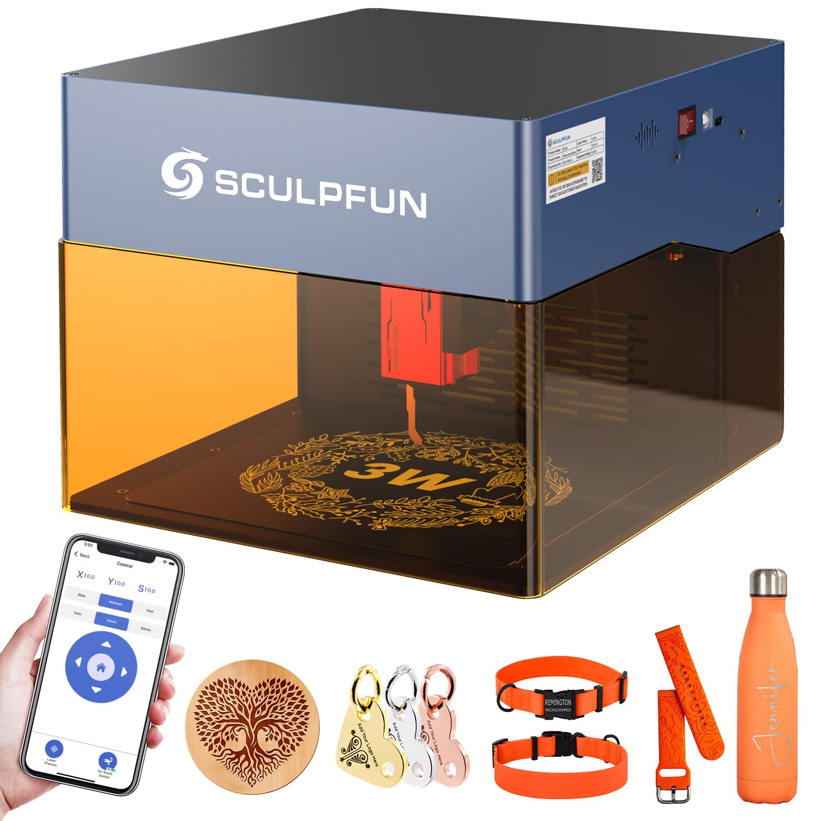 Amazon.com: SCULPFUN iCube 3000mW Laser Engraver, Mini Portable Laser ...