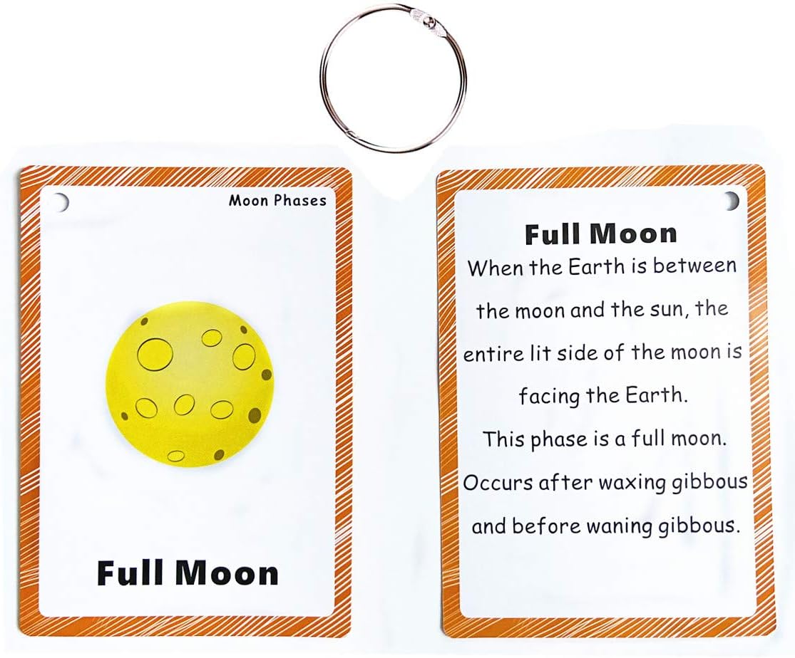 Buy Set of Moon Phase Flash Cards for Toddlers(9 Count) | Kids Learning ...
