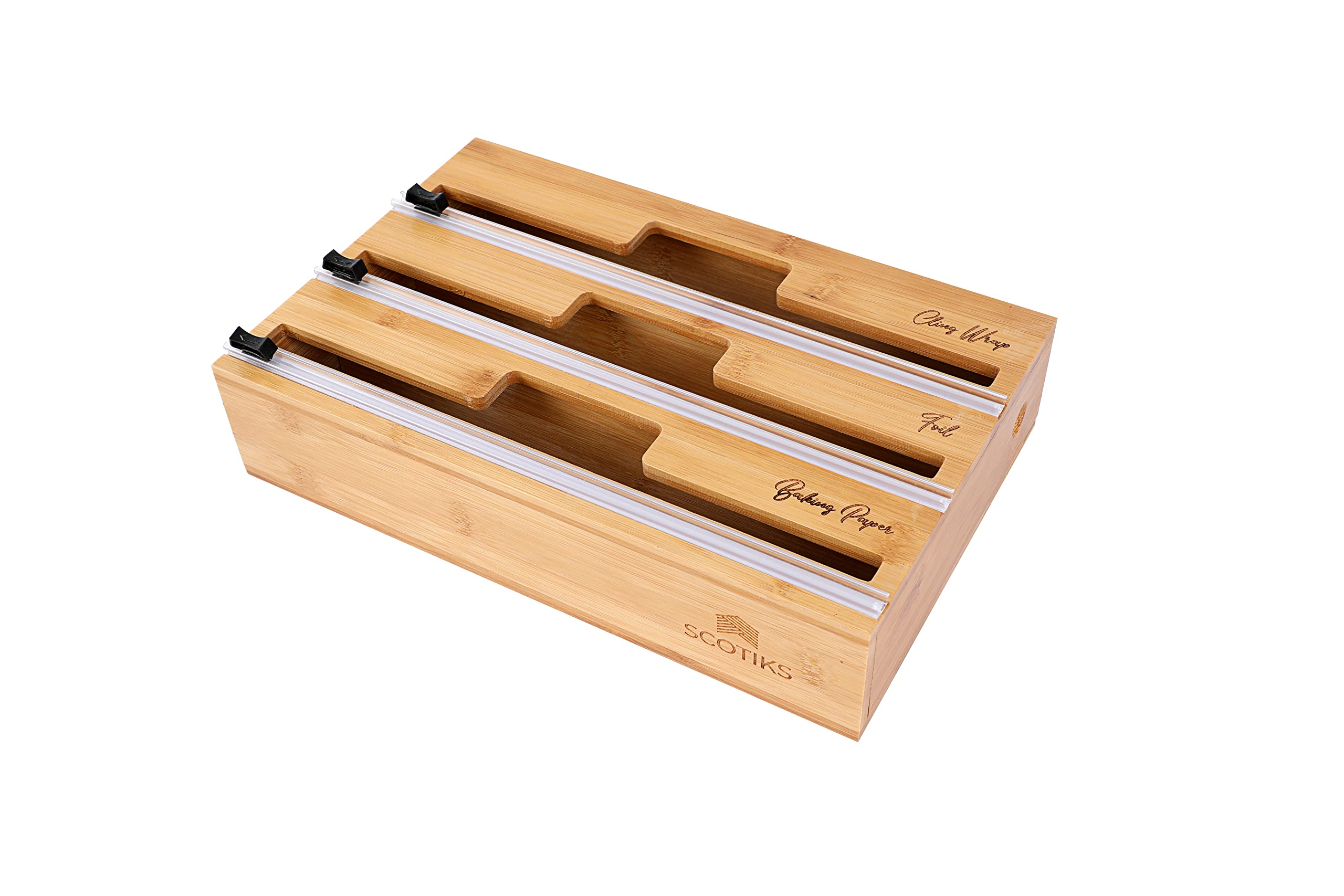 Amazon.com - Scotiks 3-in-1 Bamboo Kitchen Wrap Dispenser with Cutter ...