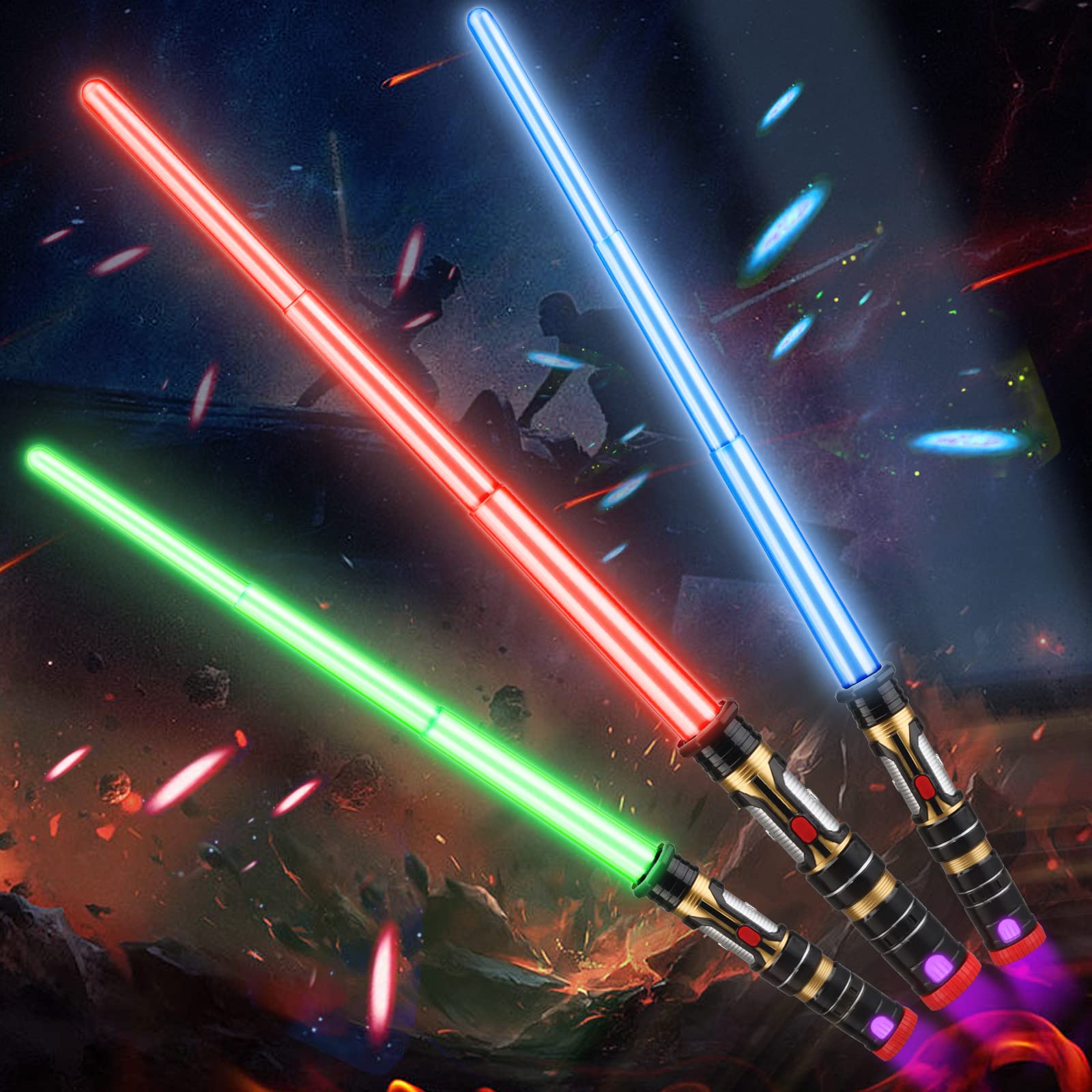 Amazon.com: Light up Sword Set,3 Pack LED Light Swords with Sound ...