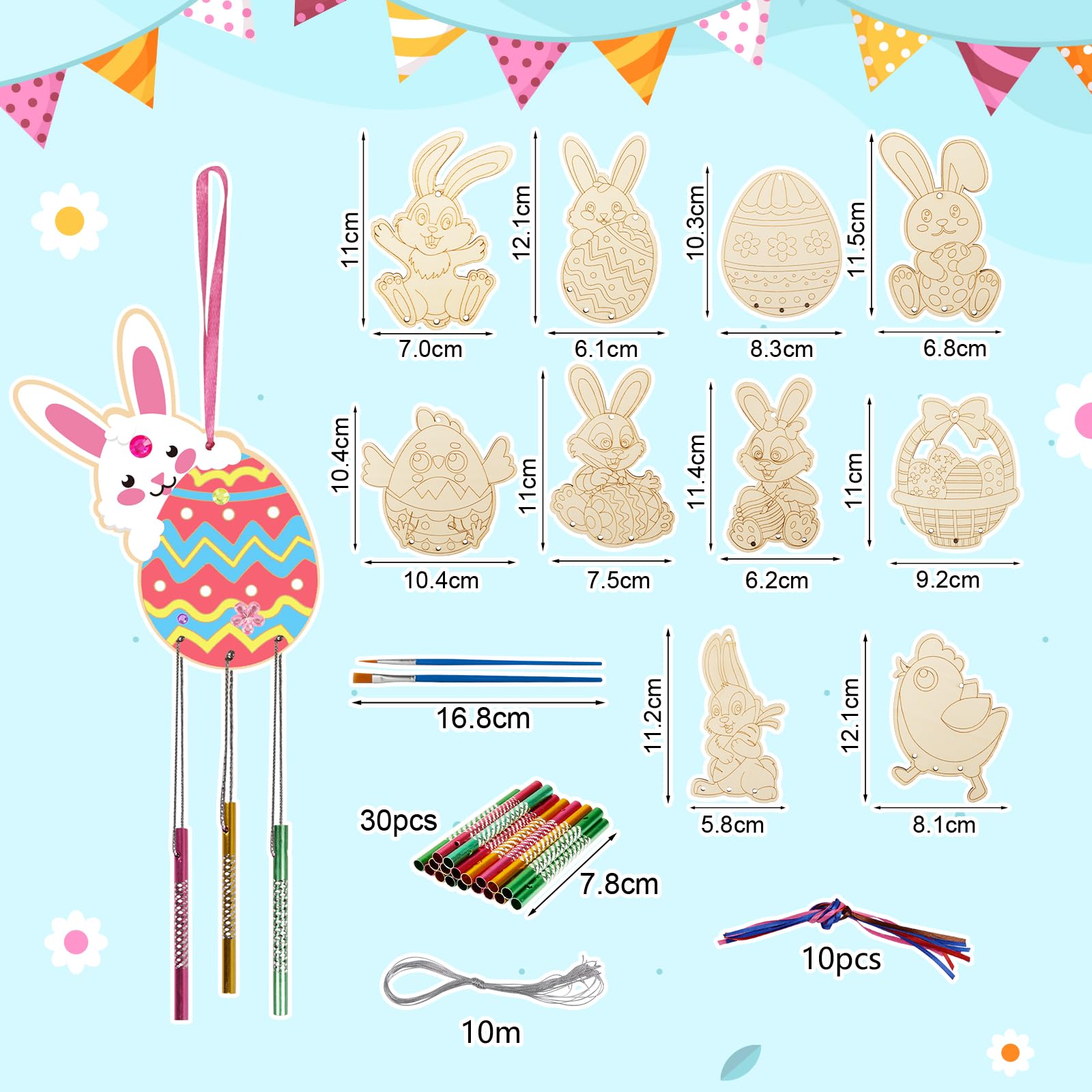 Snapklik.com : 10 Pack Easter Wind Chime Kit For Kids Make You Own ...