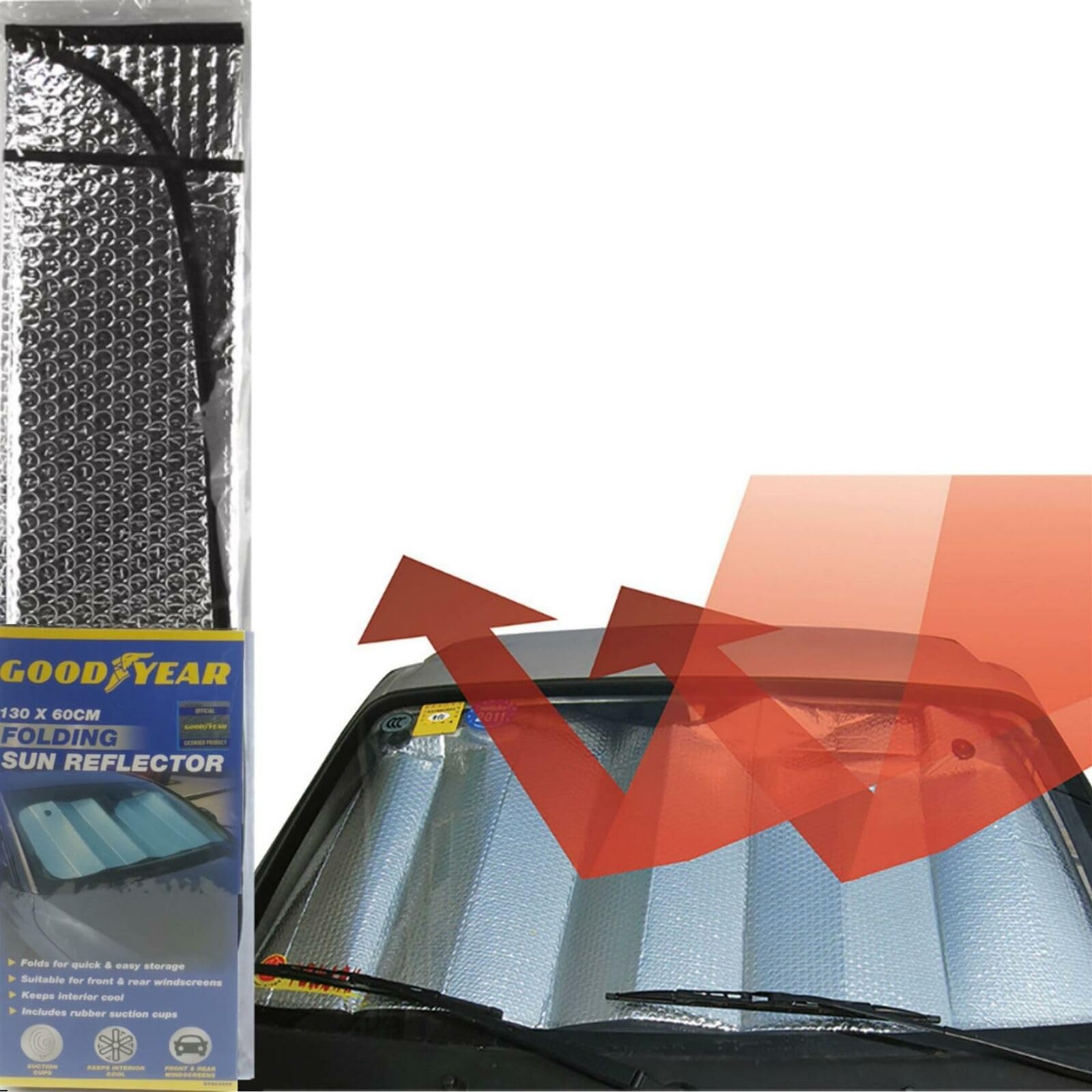 Goodyear Universal Folding Foil Sun Shade Car Van Windscreen For Front ...
