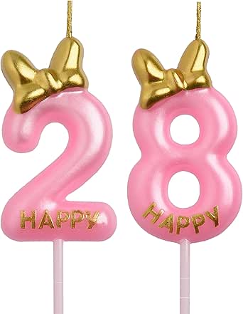 Amazon.com: AOOLADA 28th 82nd Birthday Candles, Pink 82 28 Year Old ...