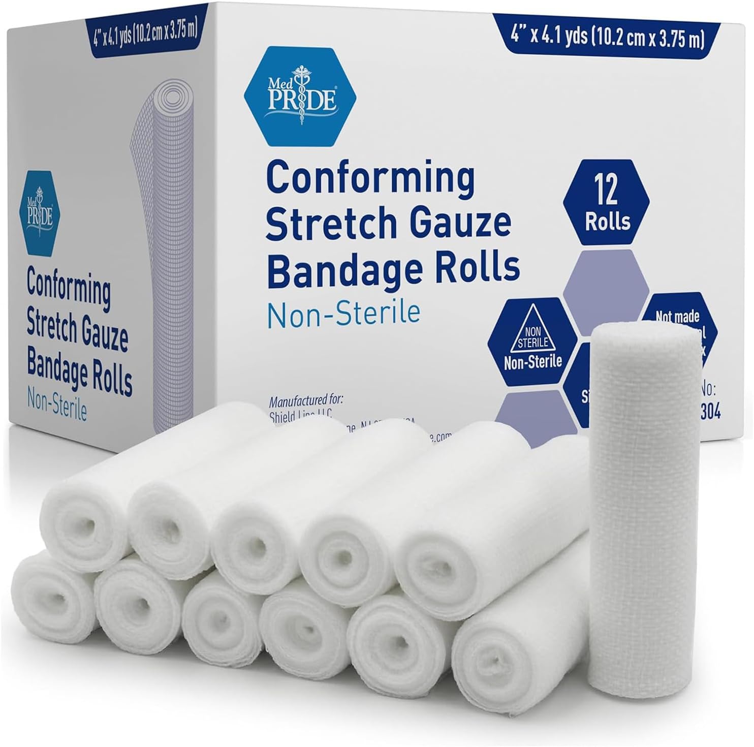 Brandclub - MED PRIDE Stretch Gauze Bandage Rolls 4in X 4.1 Yards, Pack ...