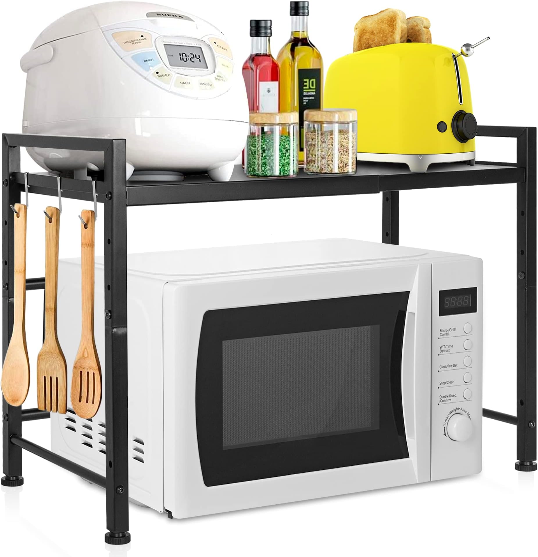 HMAKGG Erweiterbares Mikrowellen Regal, 2-Stufiges Mikrowellenregal ...