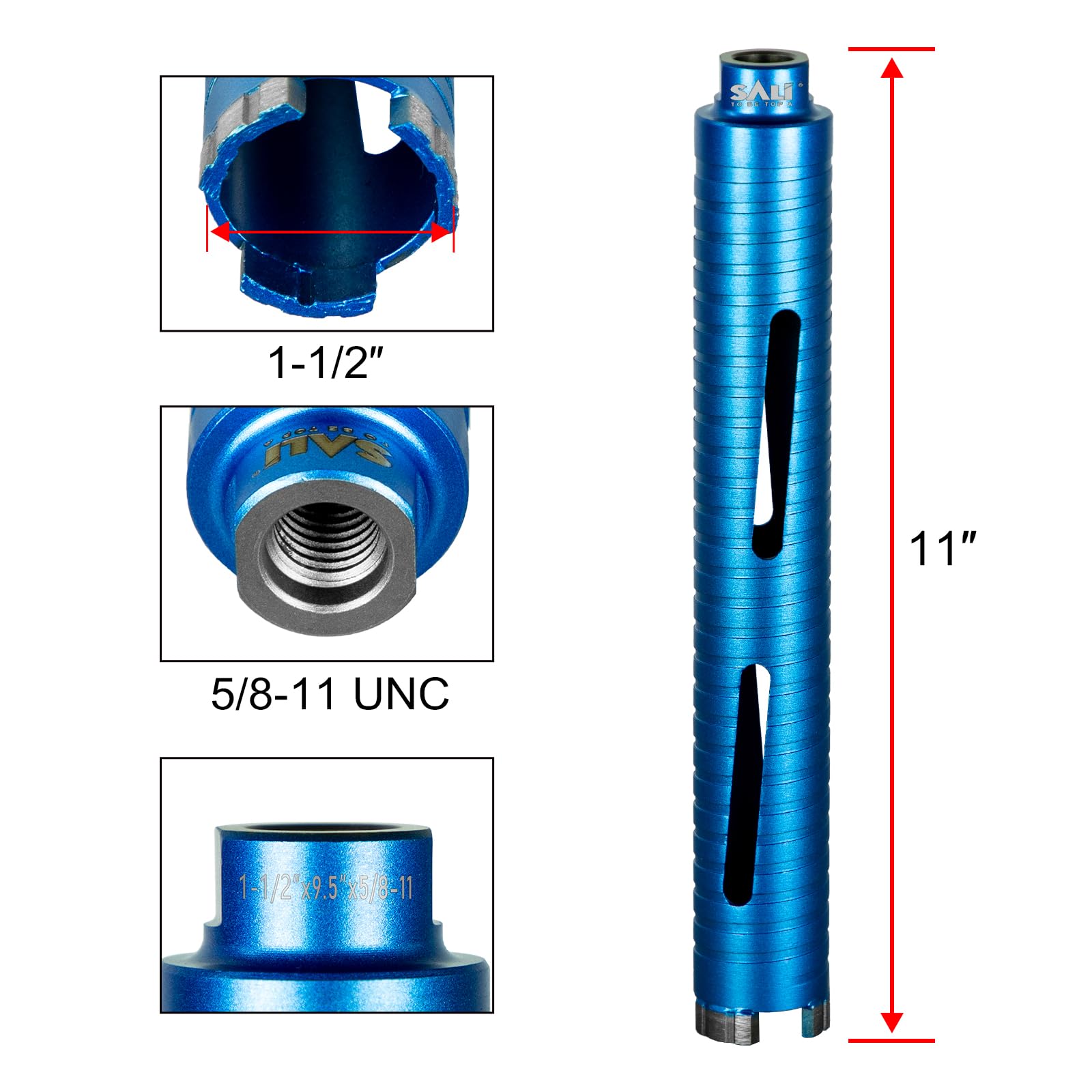 SALI Diamond Core Drill Bits 1 1/2" Diameter 10"/254mm Drilling Depth 5 ...