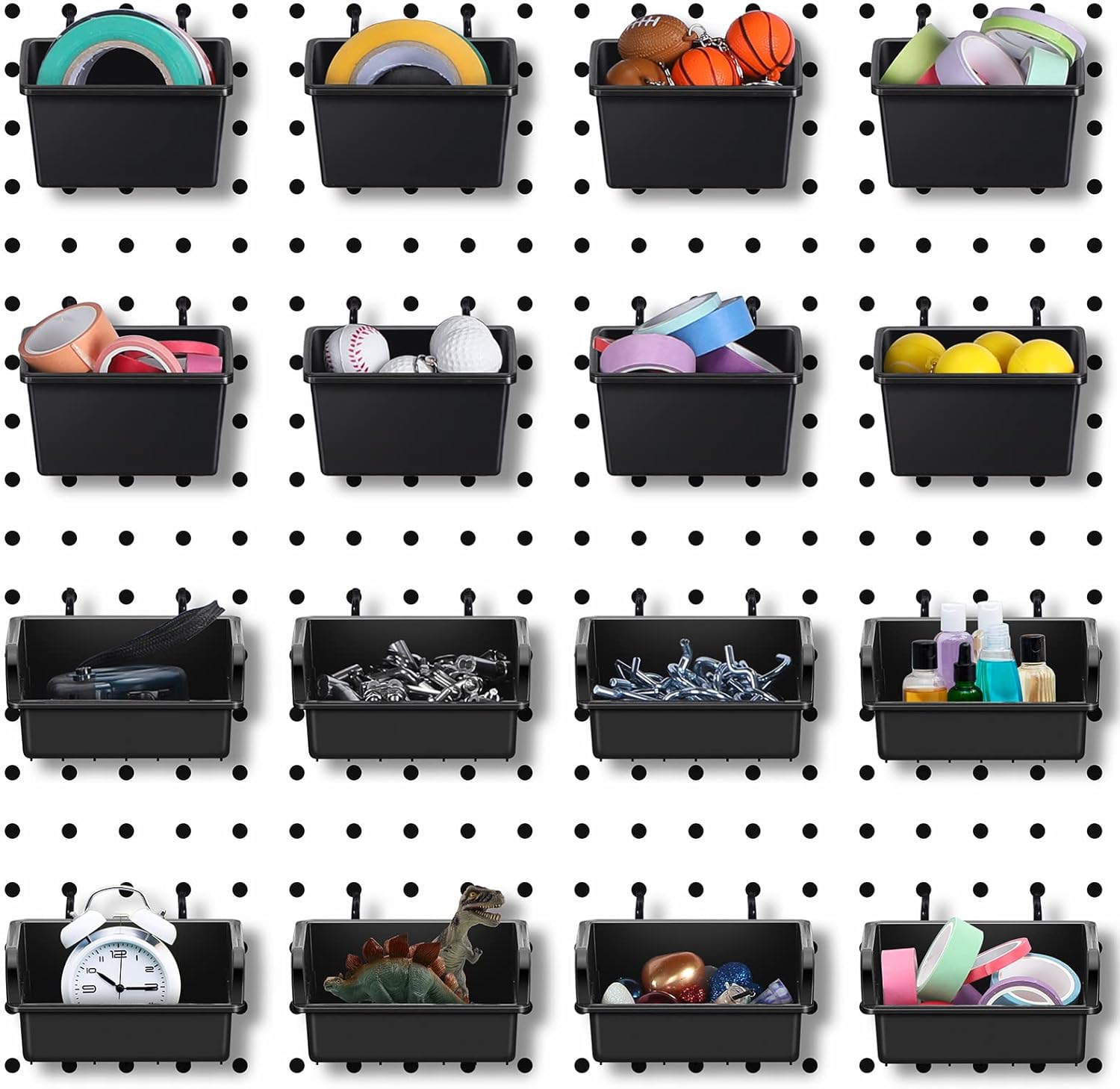 Amazon.com: 16 Pcs Pegboard Bins Kit Plastic Peg Board Storage Bins ...