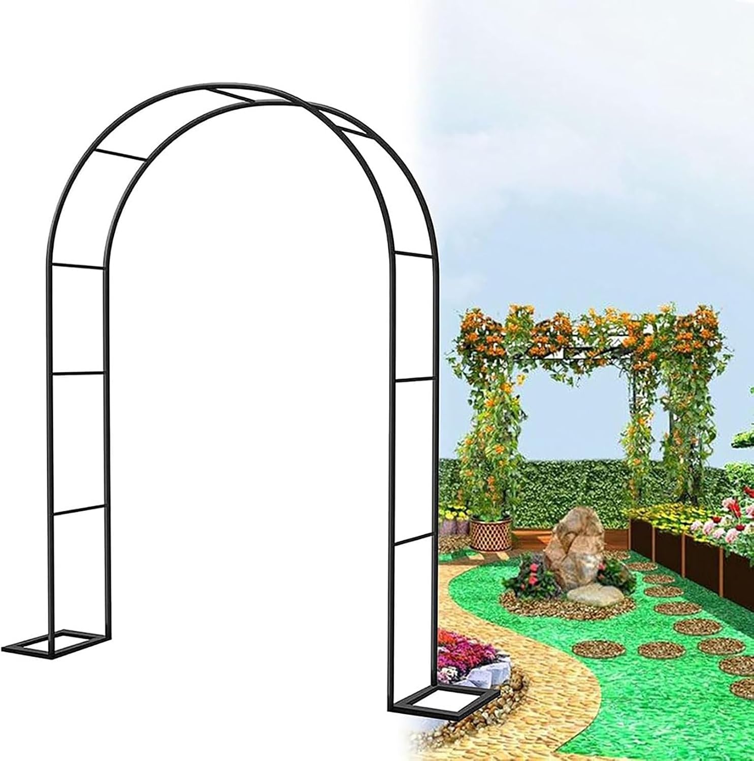 Amazon.com: Pealihuy Metal Archway Garden Arbor Arch Steel Frame for ...