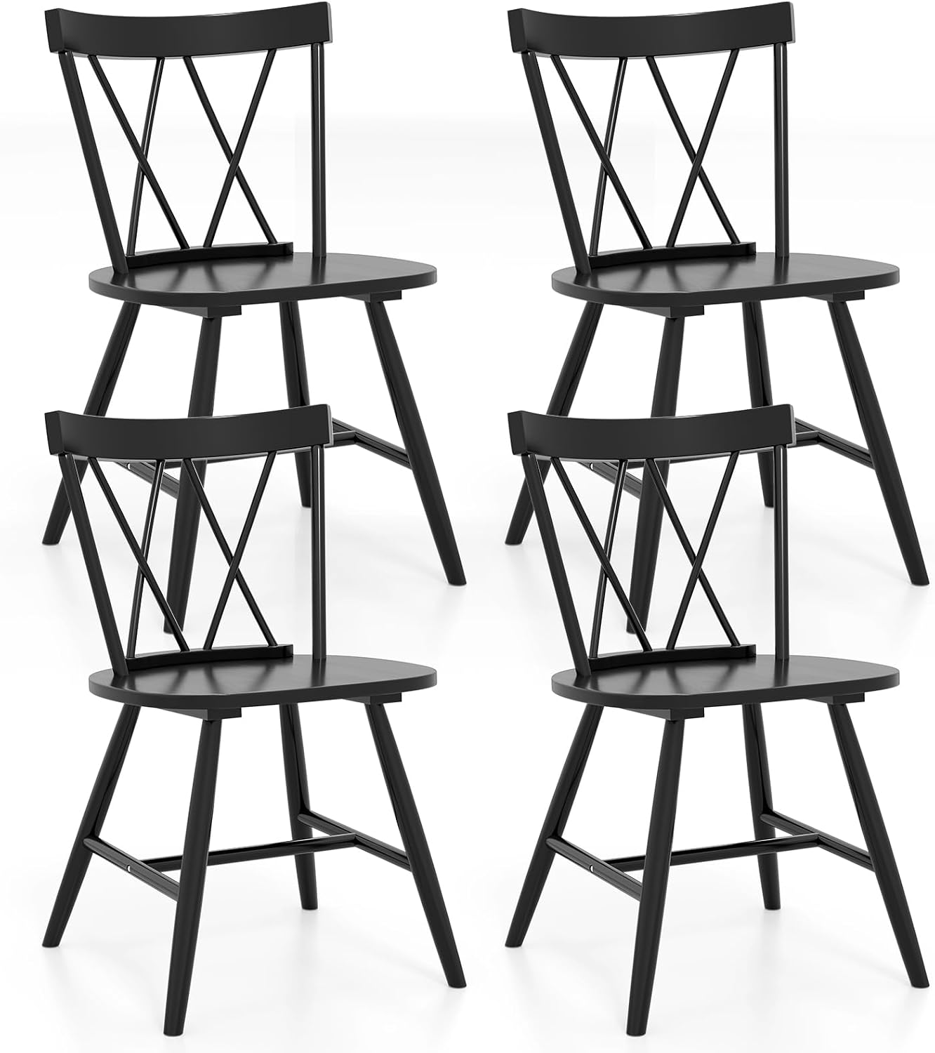 Amazon.com - Giantex Windsor Dining Chairs Set of 4, Farmhouse Wooden ...