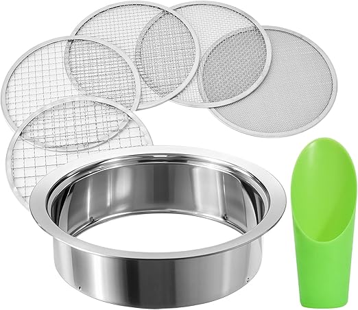 Amazon.com : Soil Sieve Stainless Steel Riddle Sieve Set, 9.5" Diameter ...