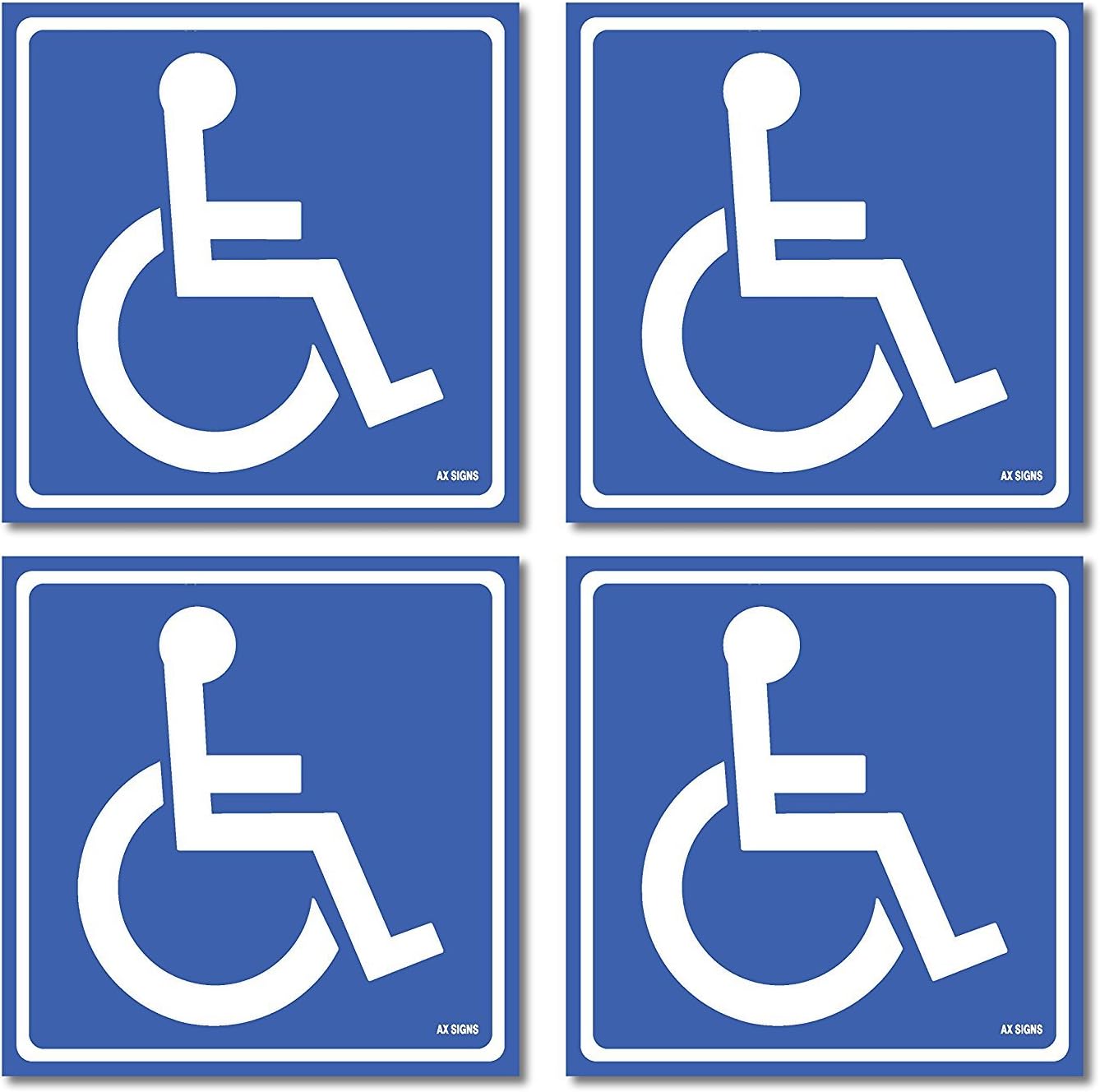 (4 Pack) Disabled Wheelchair Sign Stickers, Disability Sign, Handicap ...