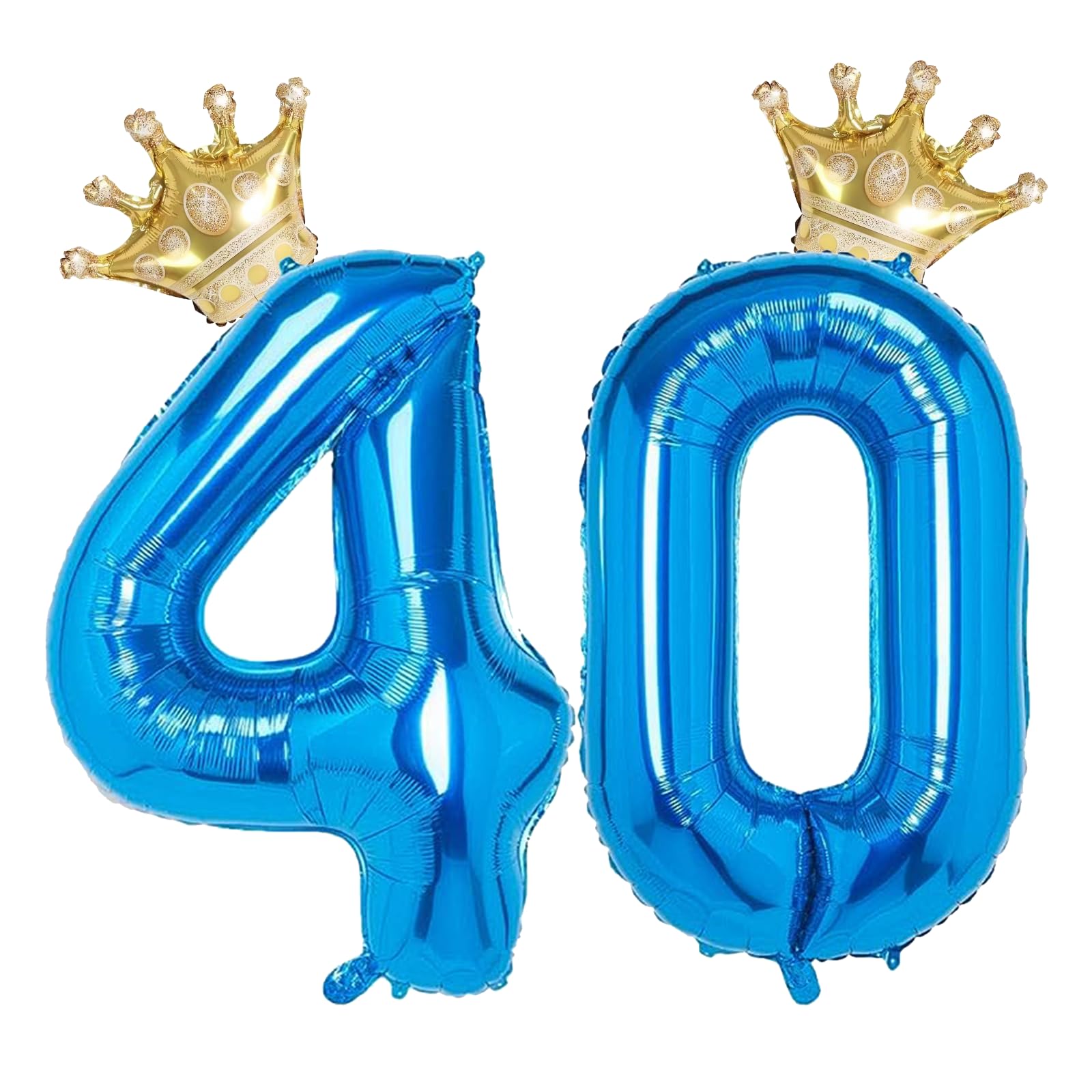 Amazon.com: 40 Number Balloon Blue 40 inch Big Foil Crown Helium 40th ...