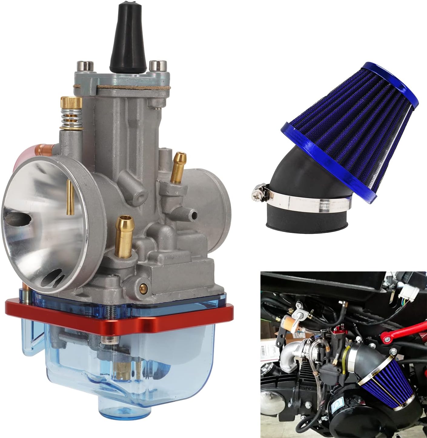 Amazon.com: JFG RACING PWK 21mm Carburetor, Motorcycle Racing Carb with 48mm Air Intake Filter ...