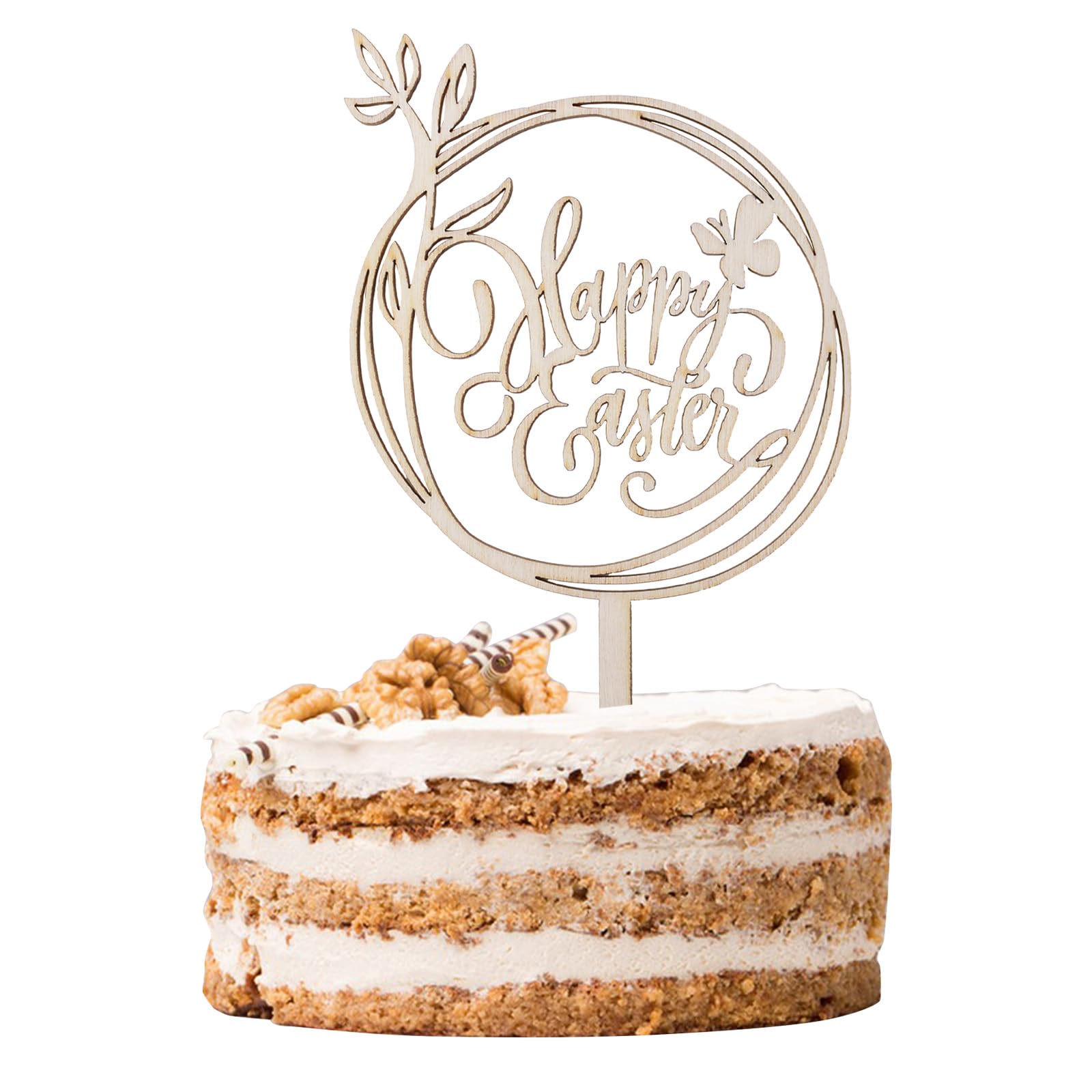 Amazon.com: URROMA Happy Easter Cake Toppers, 10pcs Wooden Cupcake ...