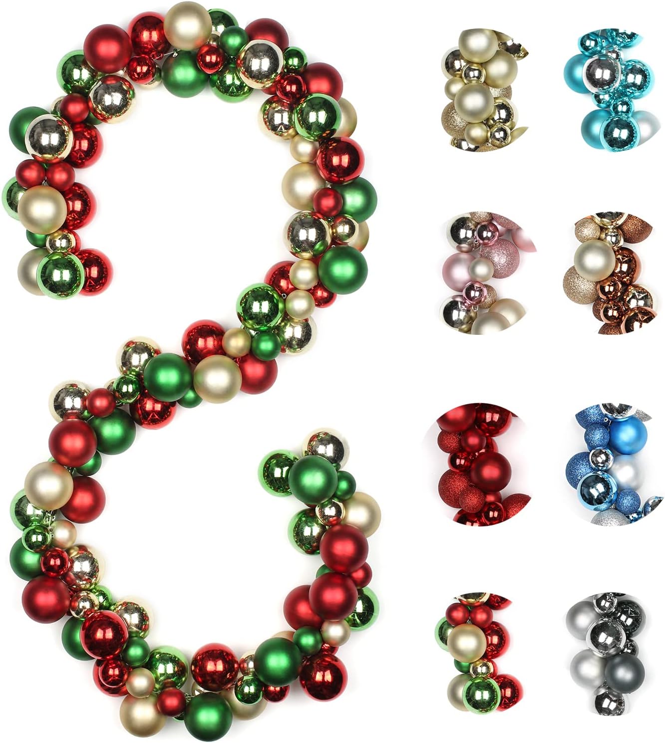 Amazon.com: RAZ Imports Red Green and Gold Ball Christmas Garland 4 ...