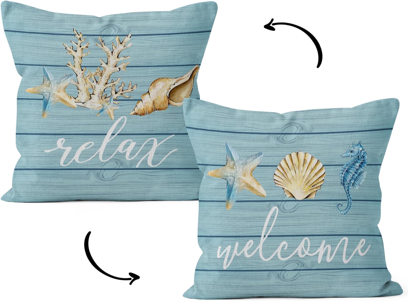 Amazon.com: 7COLORROOM 4Pack Vintage Sea Theme Pillow Covers Coastal ...