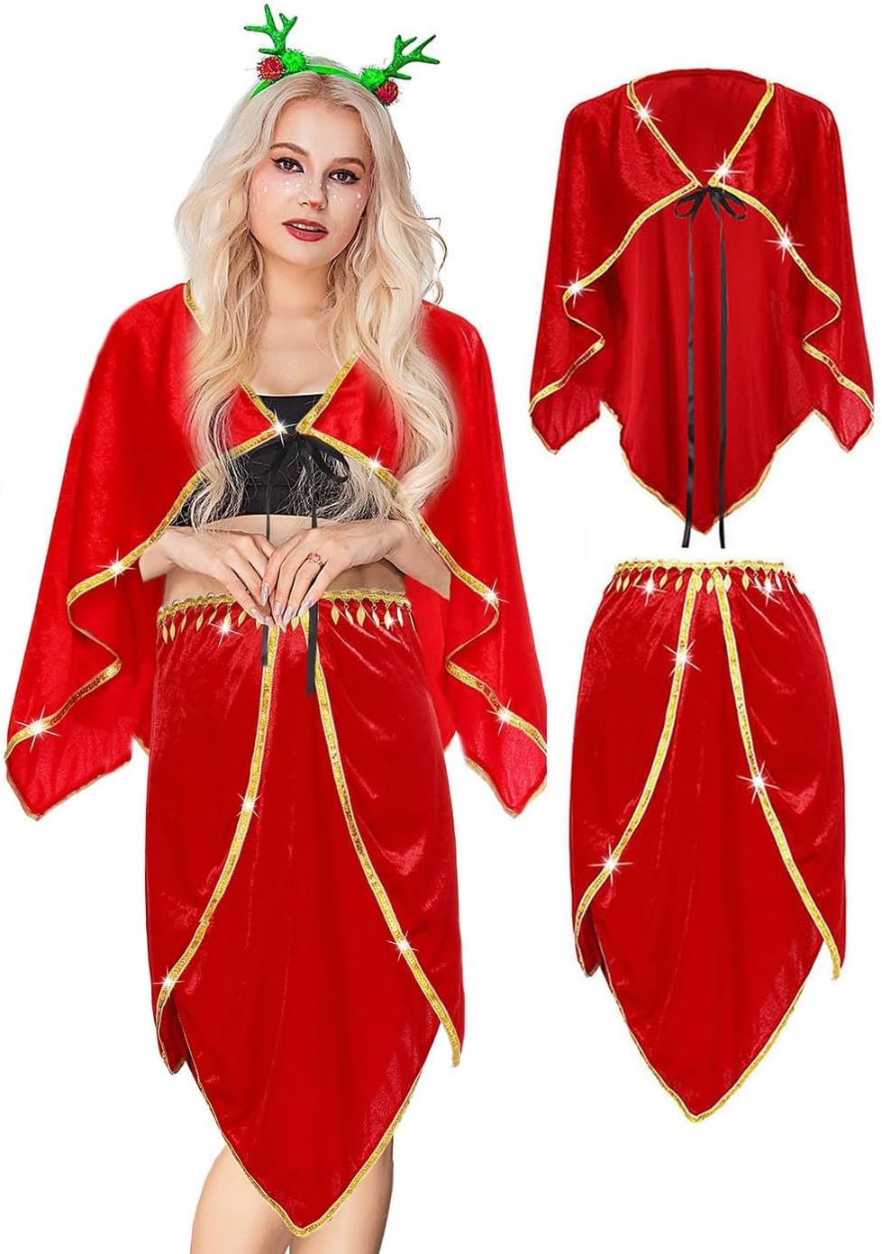 Amazon.com: EASEDAILY Christmas Cape Mrs Claus Santa Cloak Velvet Xmas ...