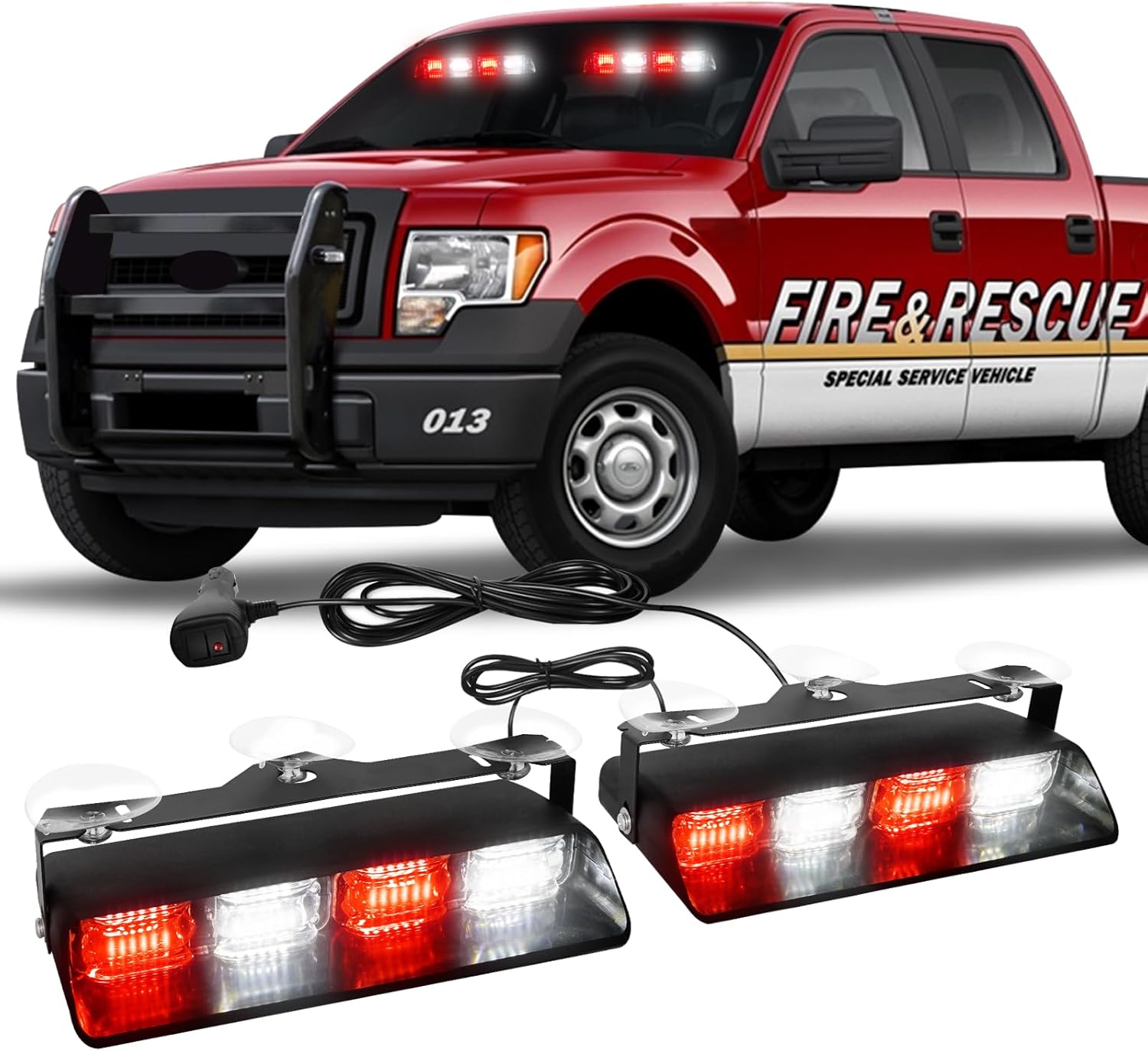 Amazon.com: HLauto 2002L Emergency Dash Strobe Lights: 2x8.5 inch Red ...