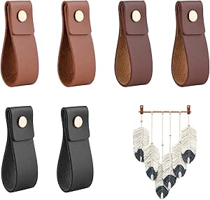 Amazon.com: FHDUSRYO 6Pcs Leather Wall Hooks Hangers, Artificial ...