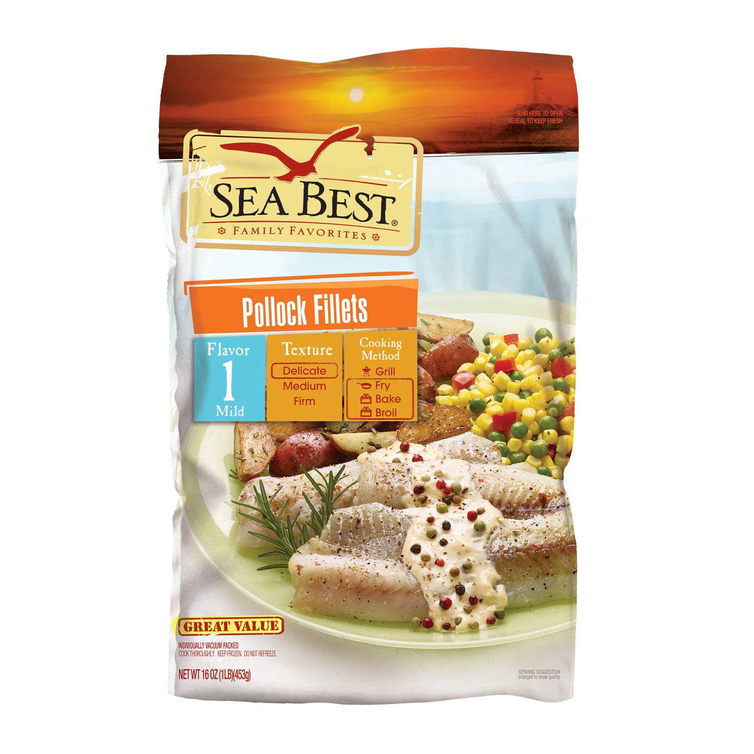 Amazon.com: Sea Best Pollock Fillets, 16 Ounce (Pack of 12) : Grocery ...