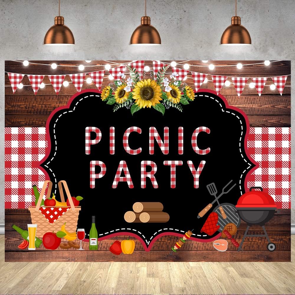Amazon.com : DULUDA 7x5 FT BBQ Backdrop BBQ Photo Backdrop Summer ...