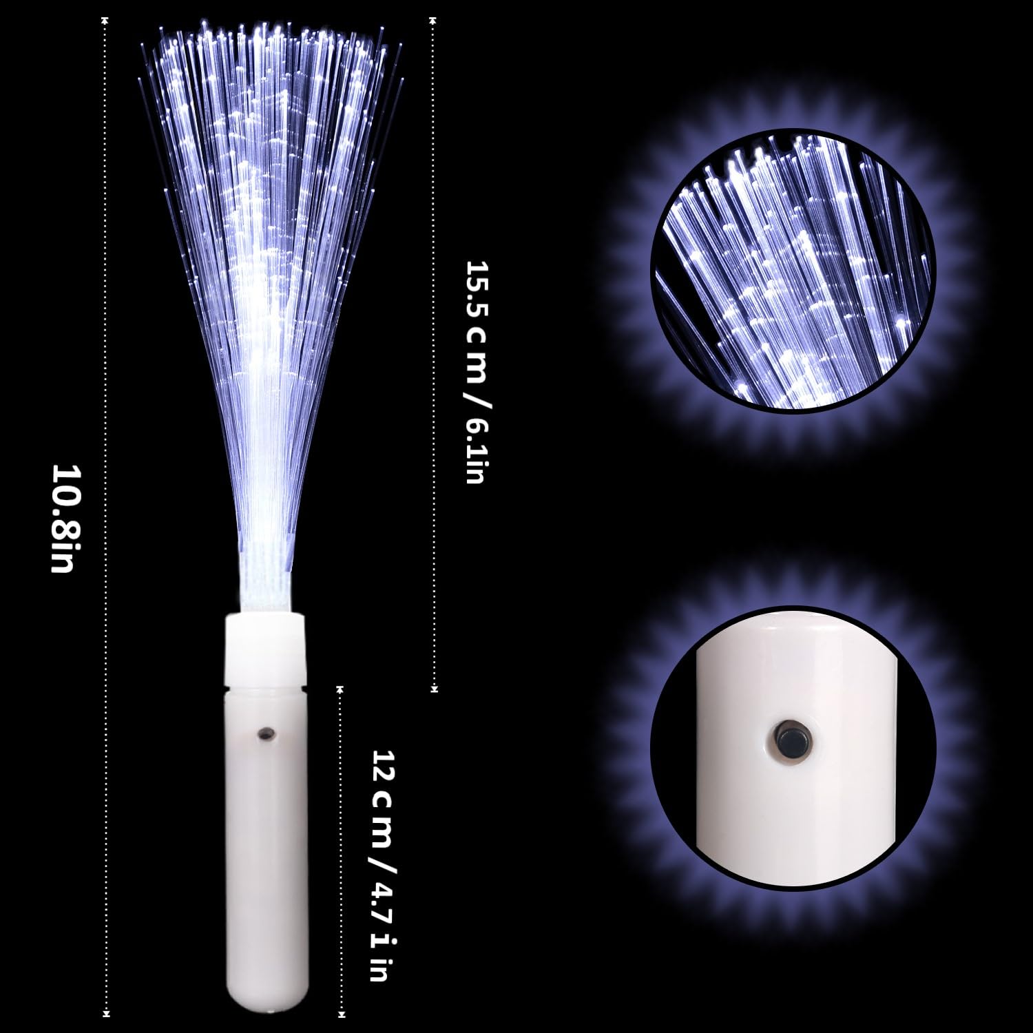 Snapklik.com : NUDALA 24 Pack White Glow Fiber Optic Wands Bulk Light ...