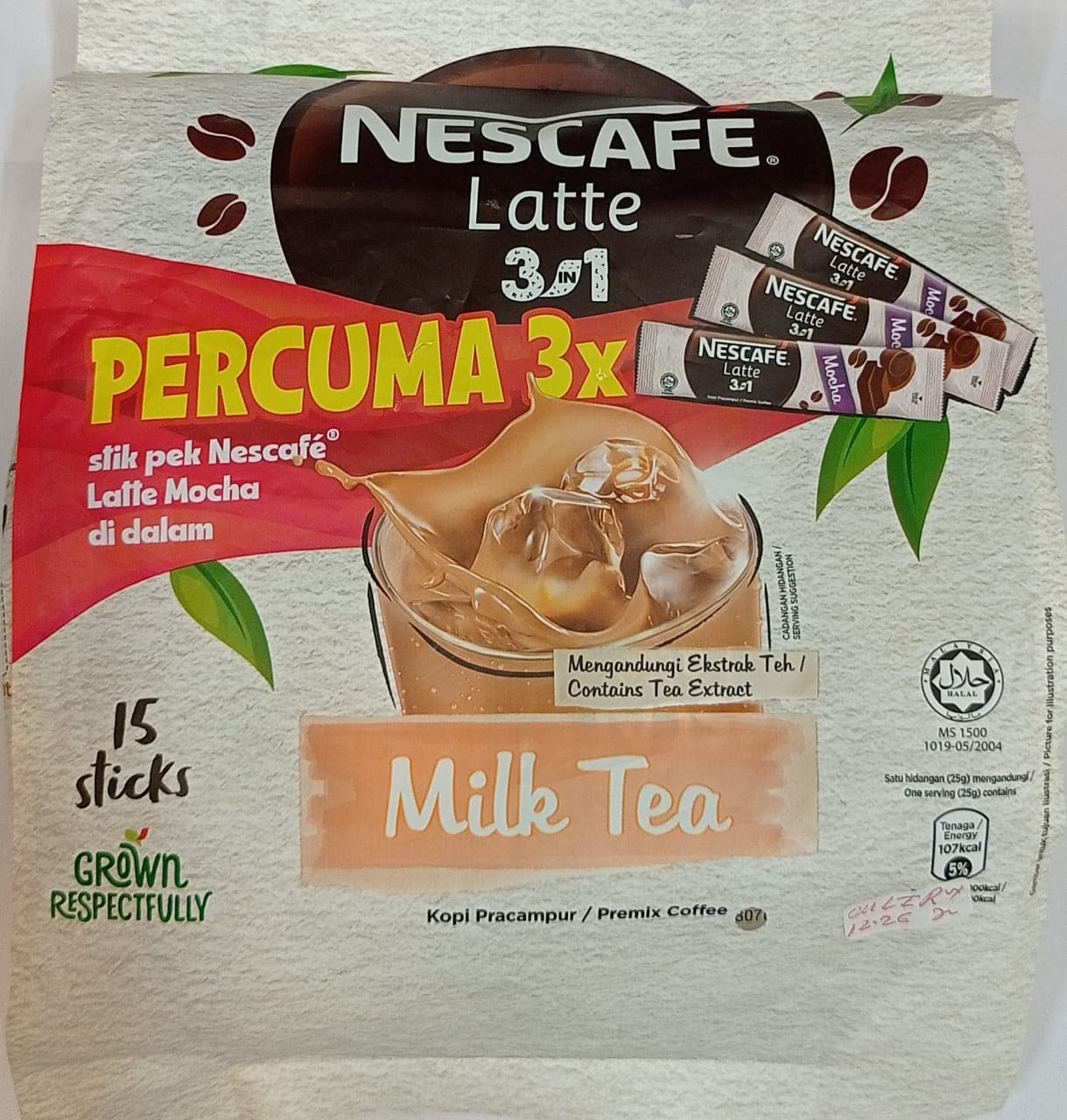 NESCAFE LATTE 3 IN 1 MILK TEA 15 STICKS 375g : Amazon.in: Grocery ...