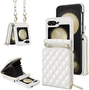 Amazon.com: Vofolen Case for Samsung Galaxy Z Flip 5 with Card Holder, Crossbody 8-Card Slots ...