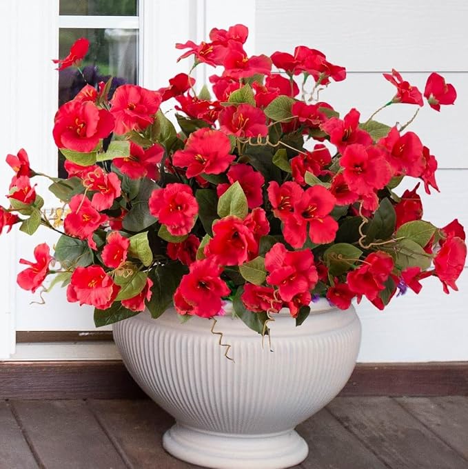 Amazon.com: Hoppwodd Artificial Fake Outdoor Hibiscus Plants Flowers ...