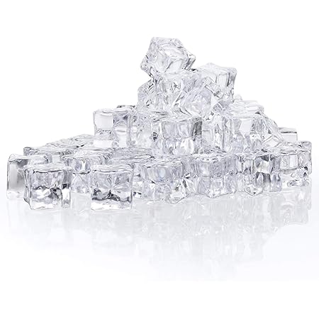Gobesty Clear Acrylic Fake Ice Cubes, 50 Pcs Fake Artificial Acrylic ...