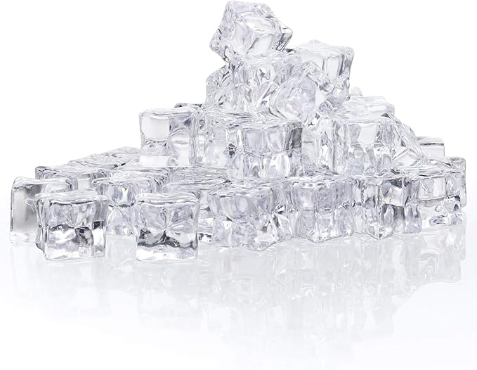 Gobesty Clear Acrylic Fake Ice Cubes, 50 Pcs Fake Artificial Acrylic ...