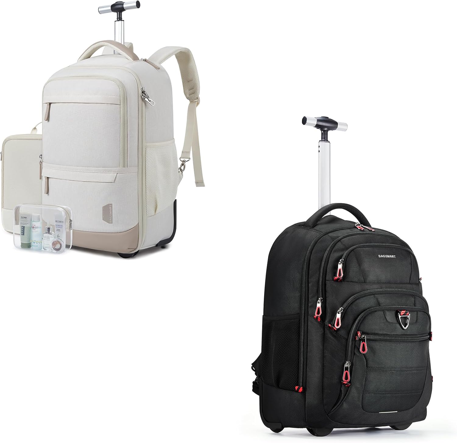 Amazon.com: BAGSMART Rolling Backpack, Water-Resistant Travel Laptop ...