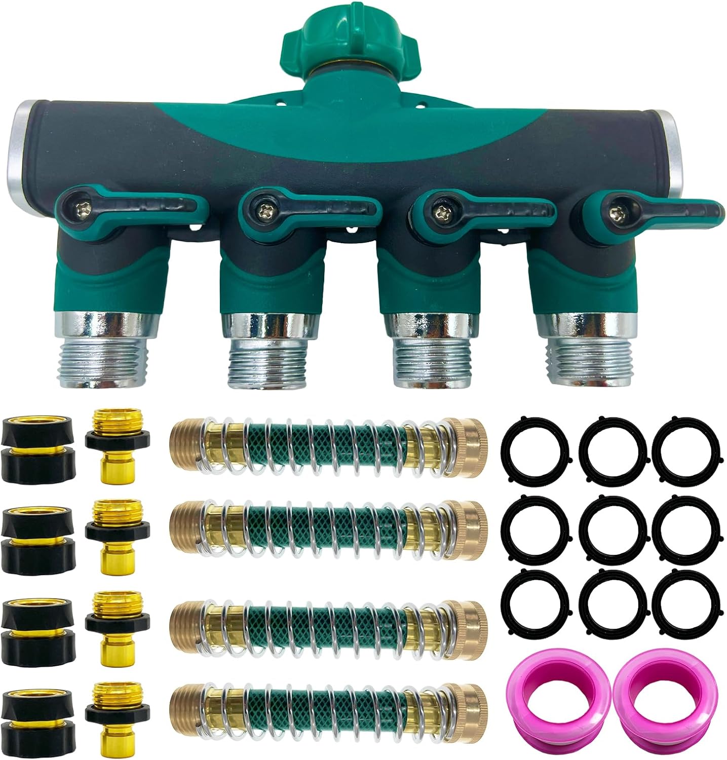 Amazon.com: 4 Way 3/4" Garden Hose Splitter with 4PCS Extension Coiled ...