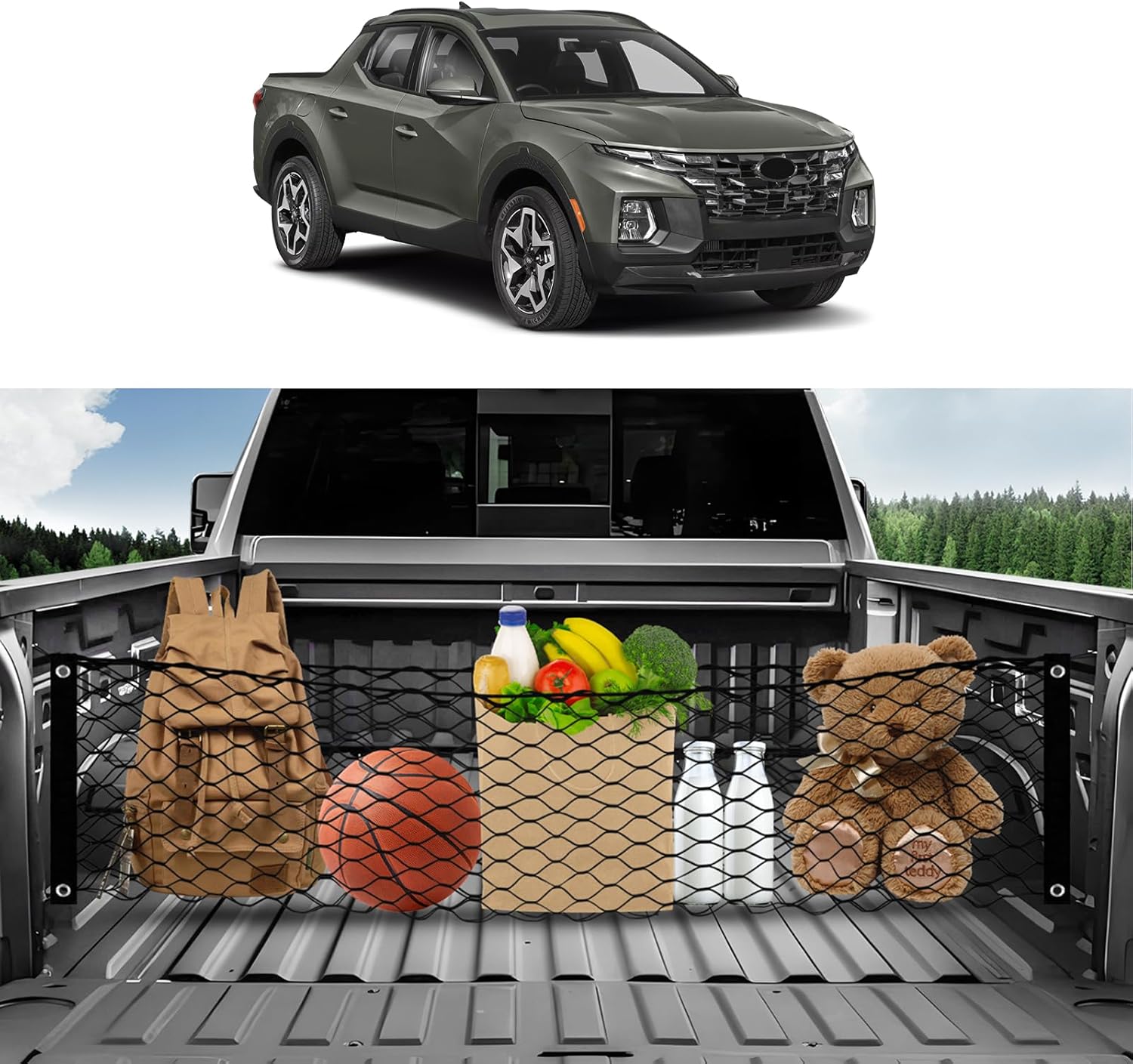 Karltys Trunk Cargo Net for 2022-2024 Hyundai Santa Cruz Accessories, Santa Cruz Envelope Style ...