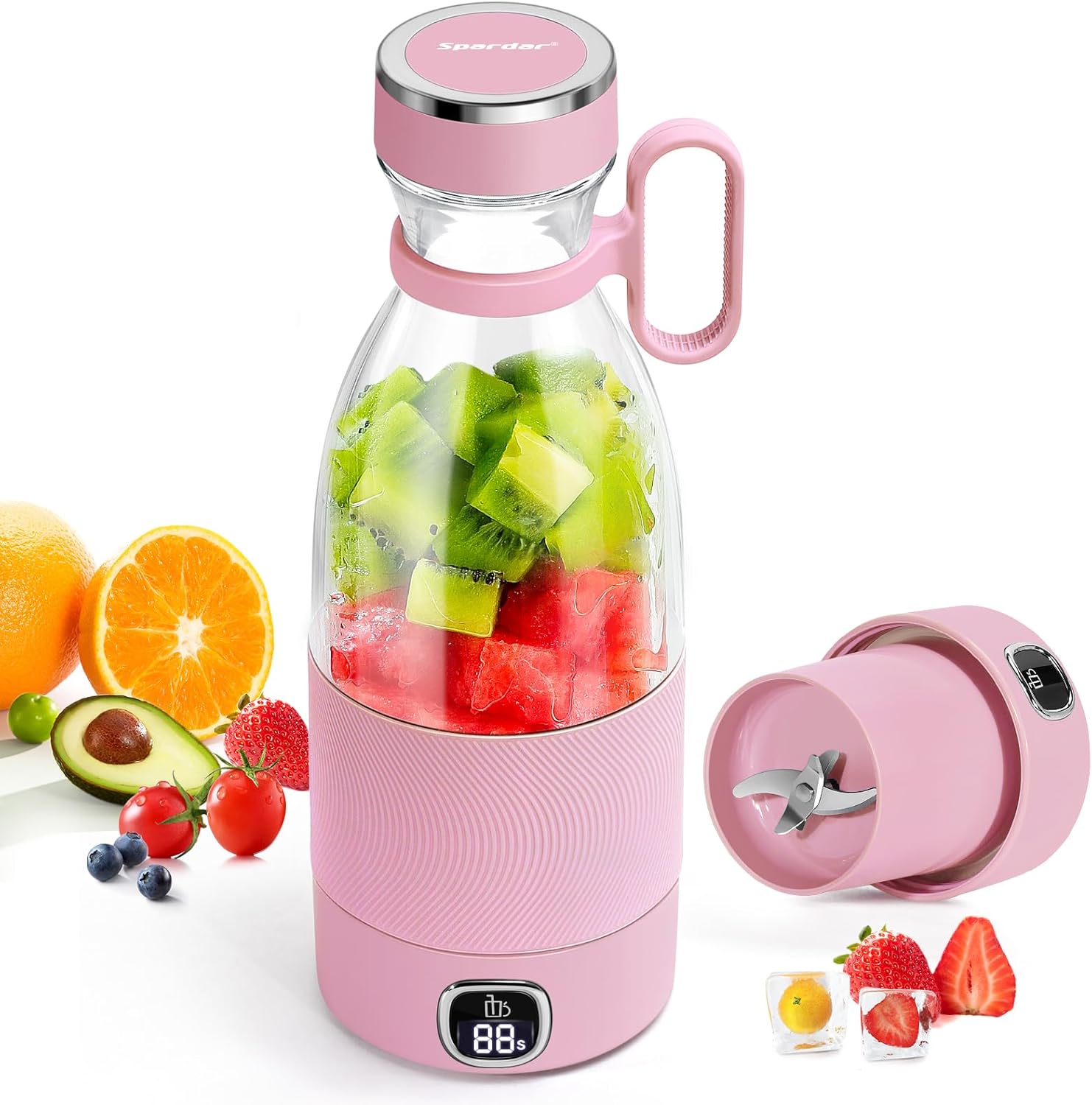 Bottiglia Frullatore Portatile, 350ml Frullatore Smoothie con Display ...